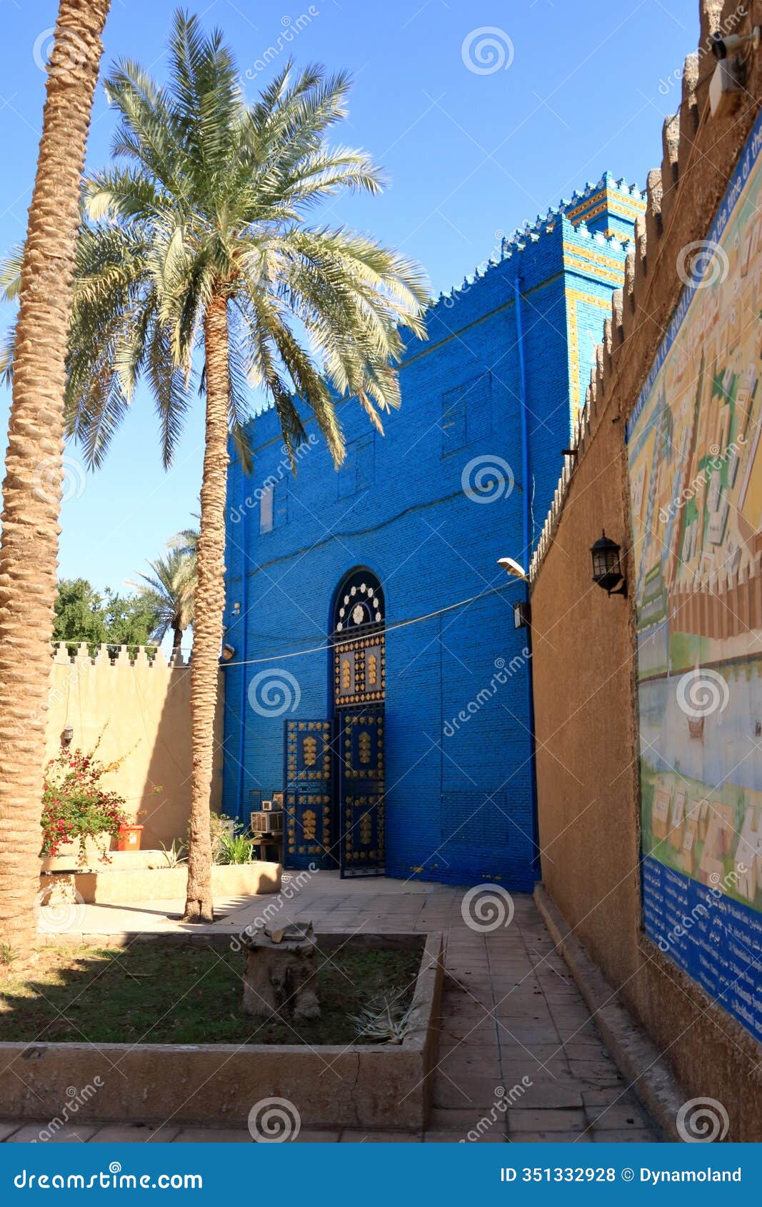 The Replica of the Blue Ishtar Gate in Babylon, Iraq Stock Photo ...