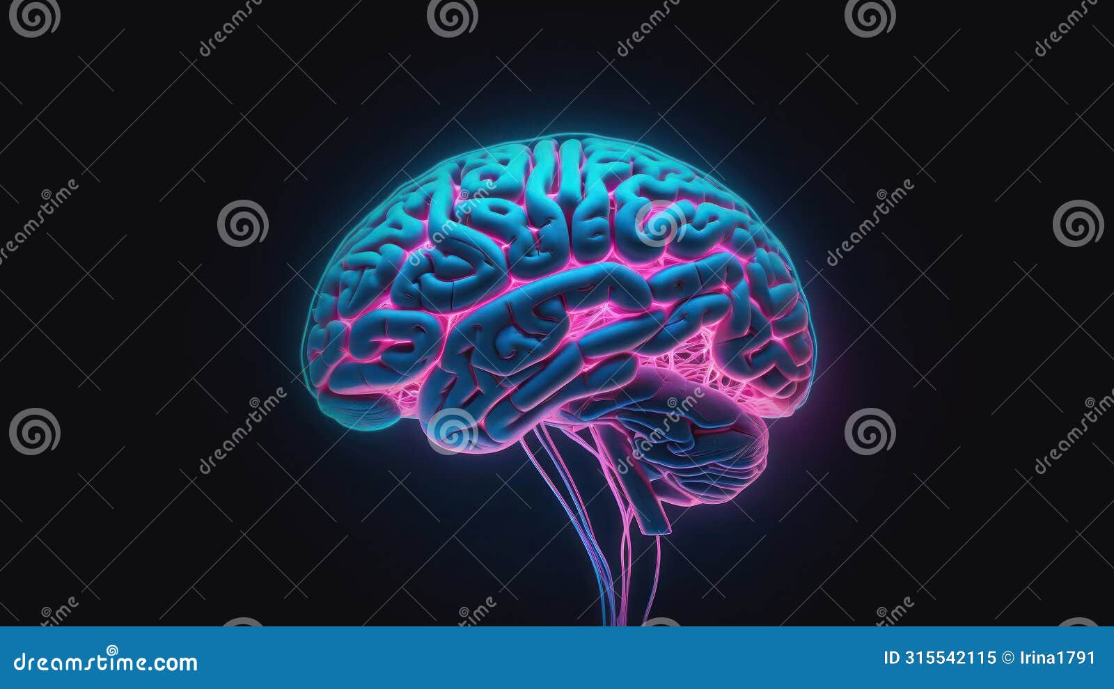 A Replica of a Human Brain in Neon Light. Conceptual Image Stock ...