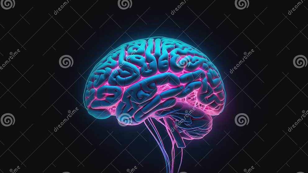 A Replica of a Human Brain in Neon Light. Conceptual Image Stock ...