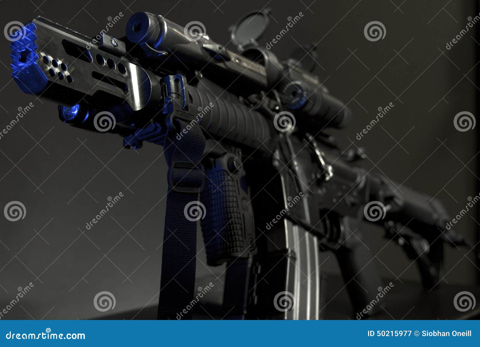 Replica Machine Gun Against a Smokey Dark Background Stock Image ...