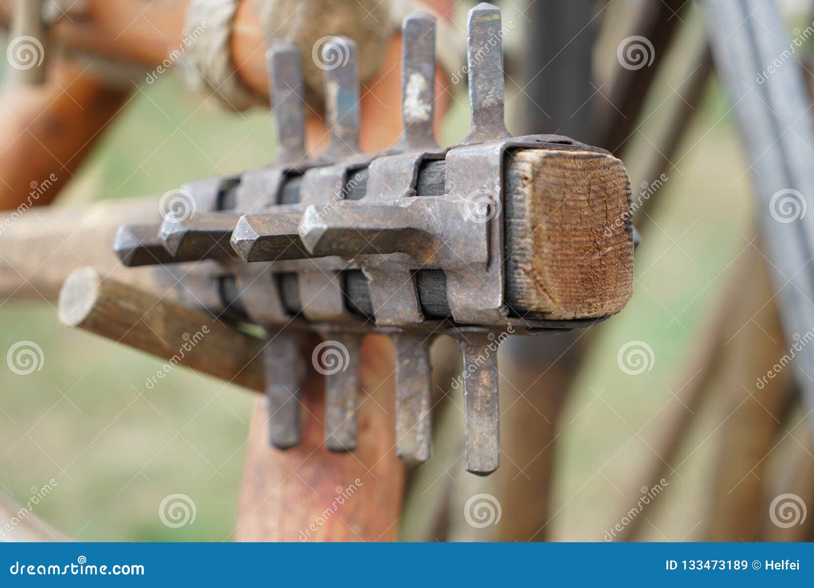 Replica Primitive War Weapons Displayed Stock Image - Image of club ...