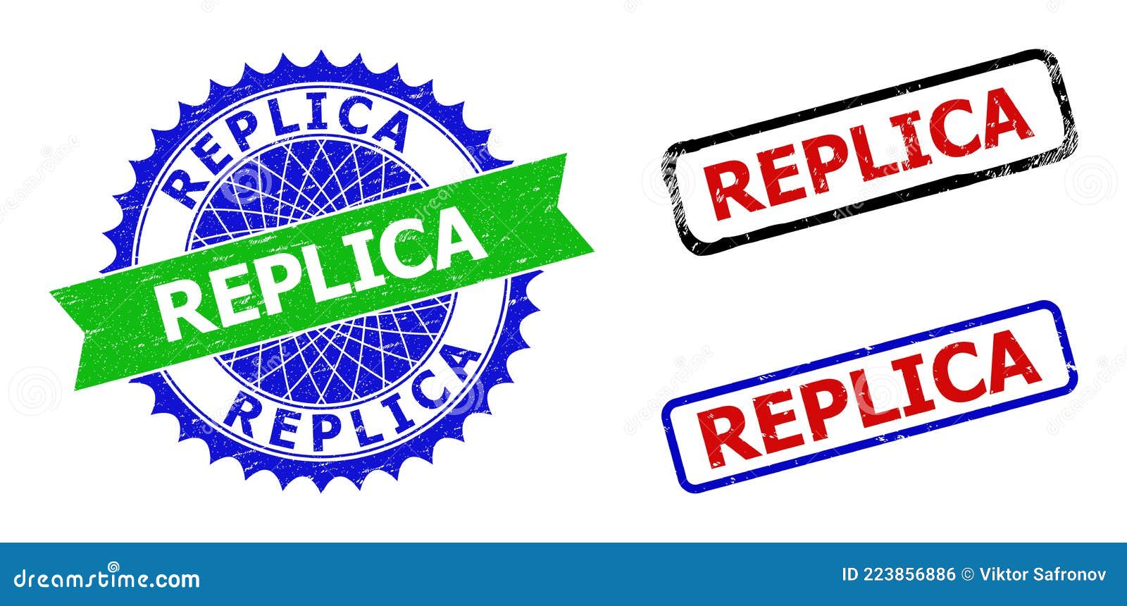 Replica Rosette And Rectangle Bicolor Stamps With Rubber Surfaces Stock