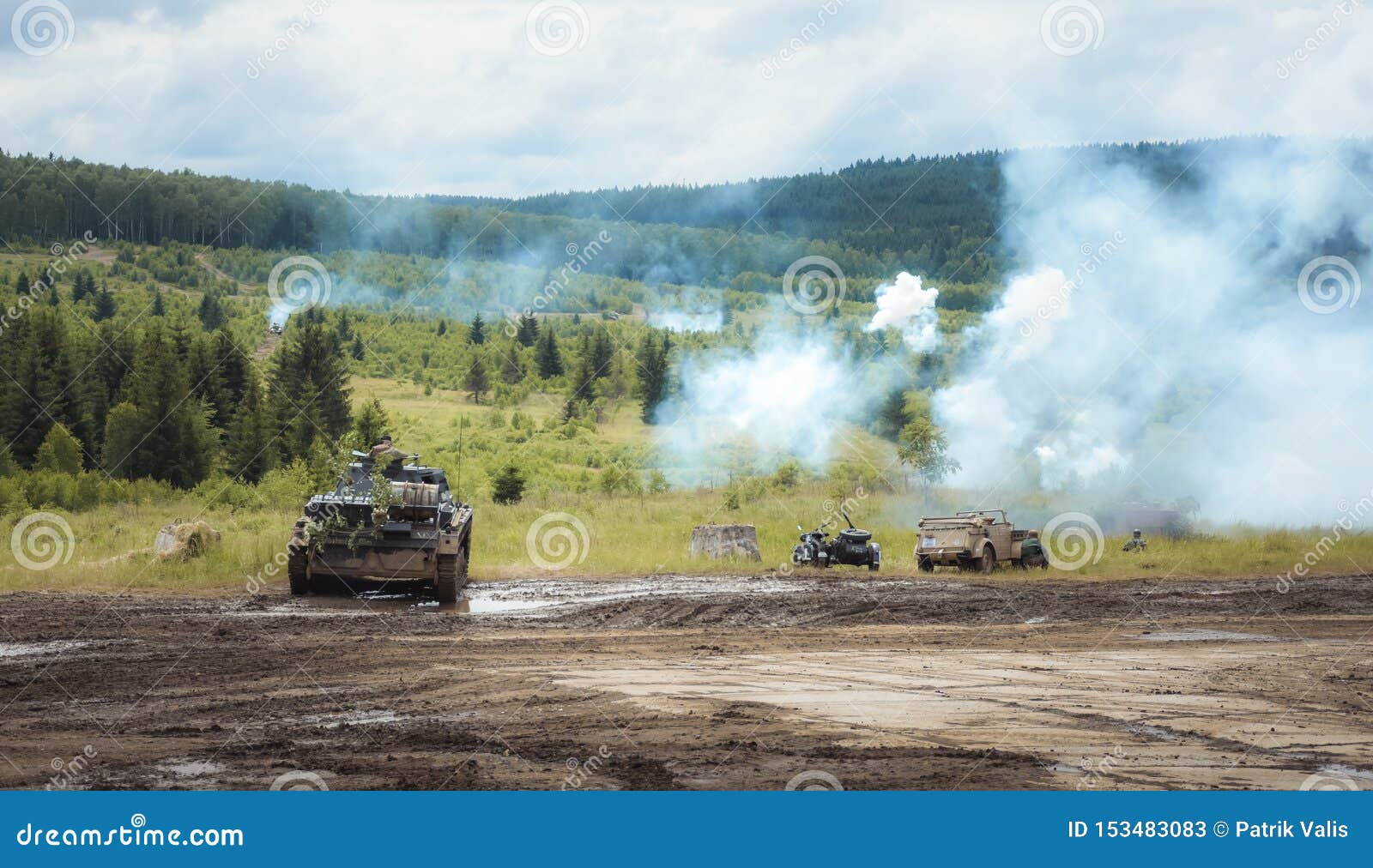 Replica of WWII battle. editorial stock photo. Image of france - 153483083