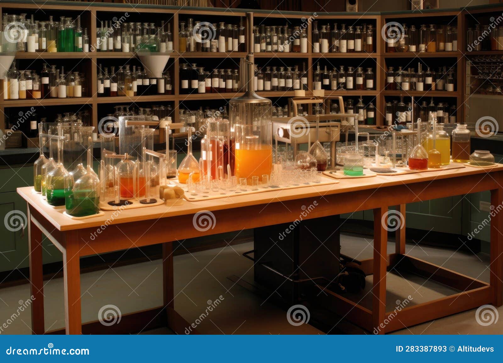 Replication of a Science Lab with Scientific Equipment, Test Tubes, and ...