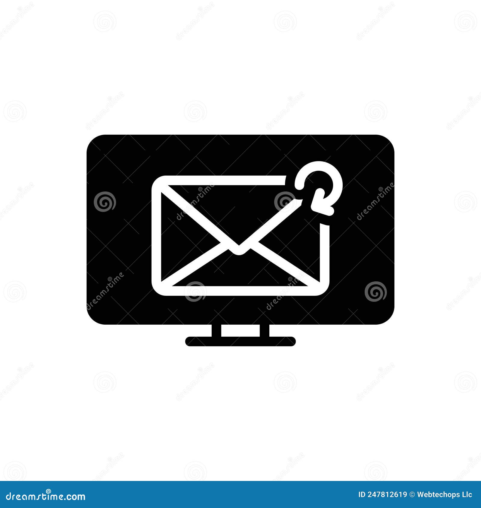 Black Solid Icon for Replied, Answer and Email Stock Vector ...