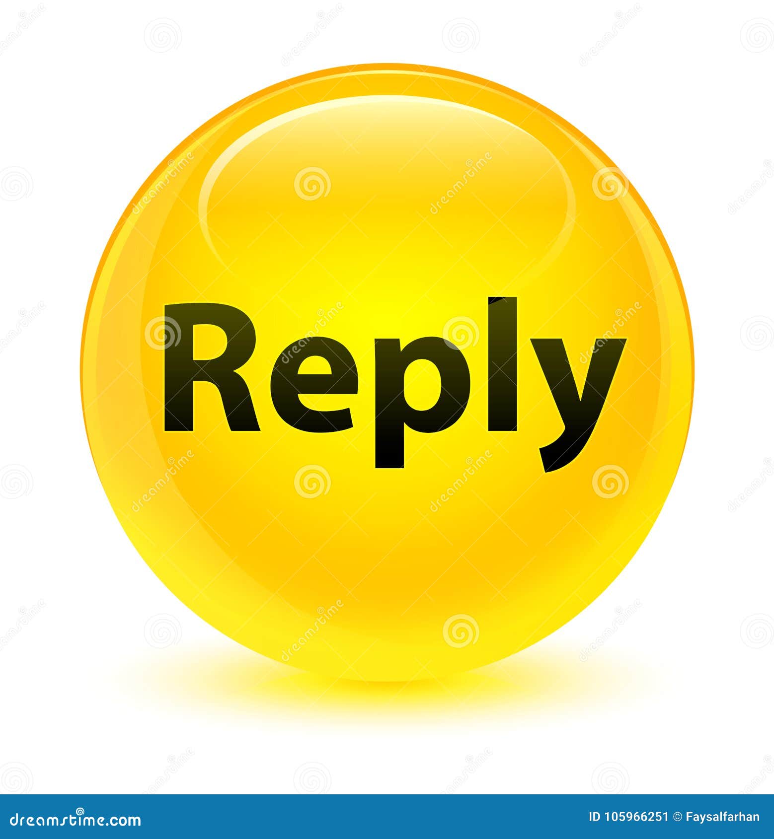 Reply Glassy Yellow Round Button Stock Illustration - Illustration of ...