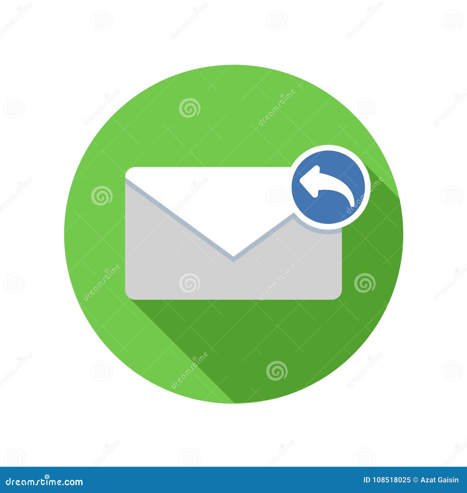 Reply Mail Icon. Email Icon with Long Shadow Stock Vector ...