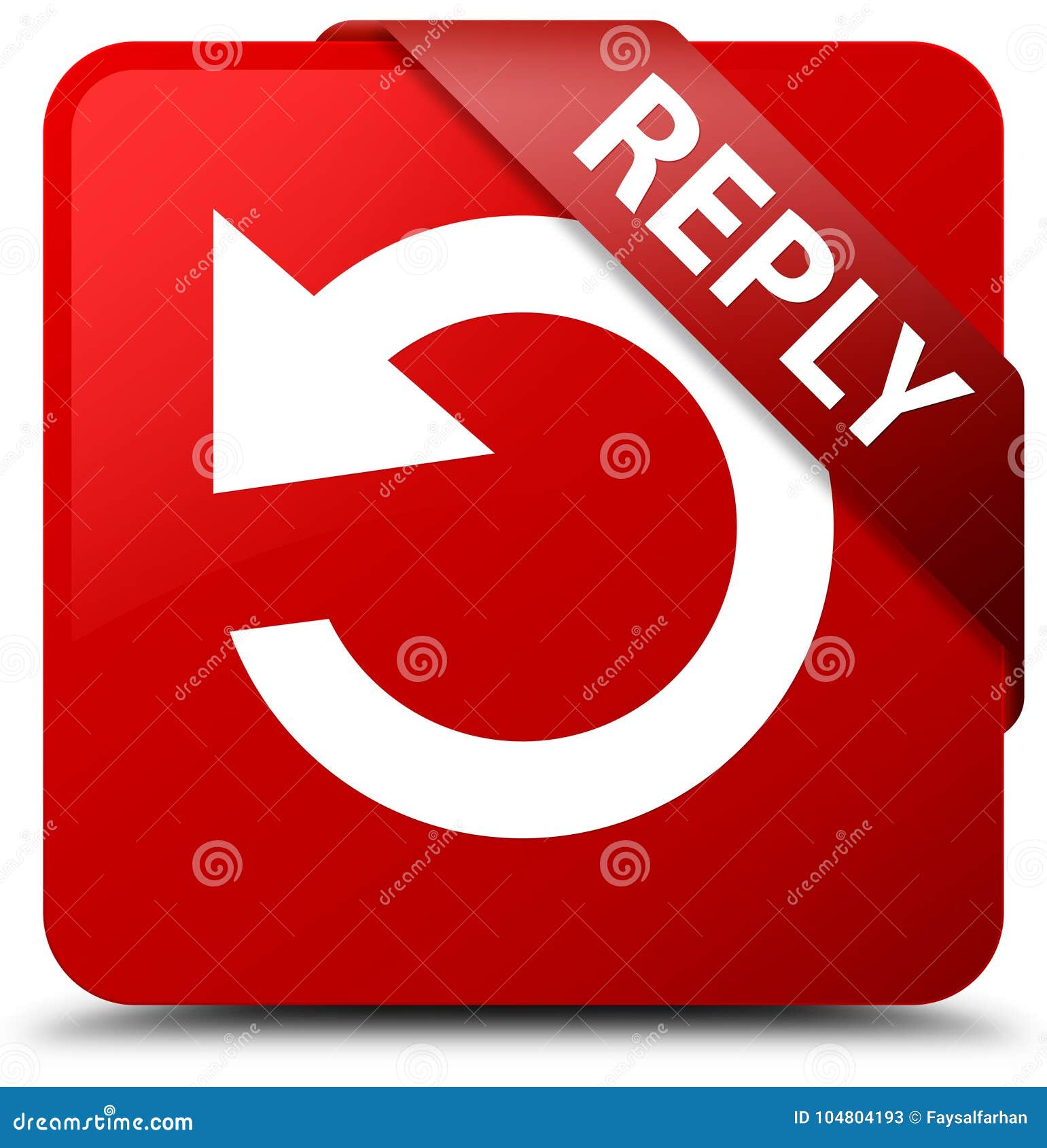 Reply (rotate Arrow Icon) Red Square Button Red Ribbon in Corner Stock ... Reply (rotate Arrow Icon) Red Square Button Red Ribbon in Corner Stock ...
