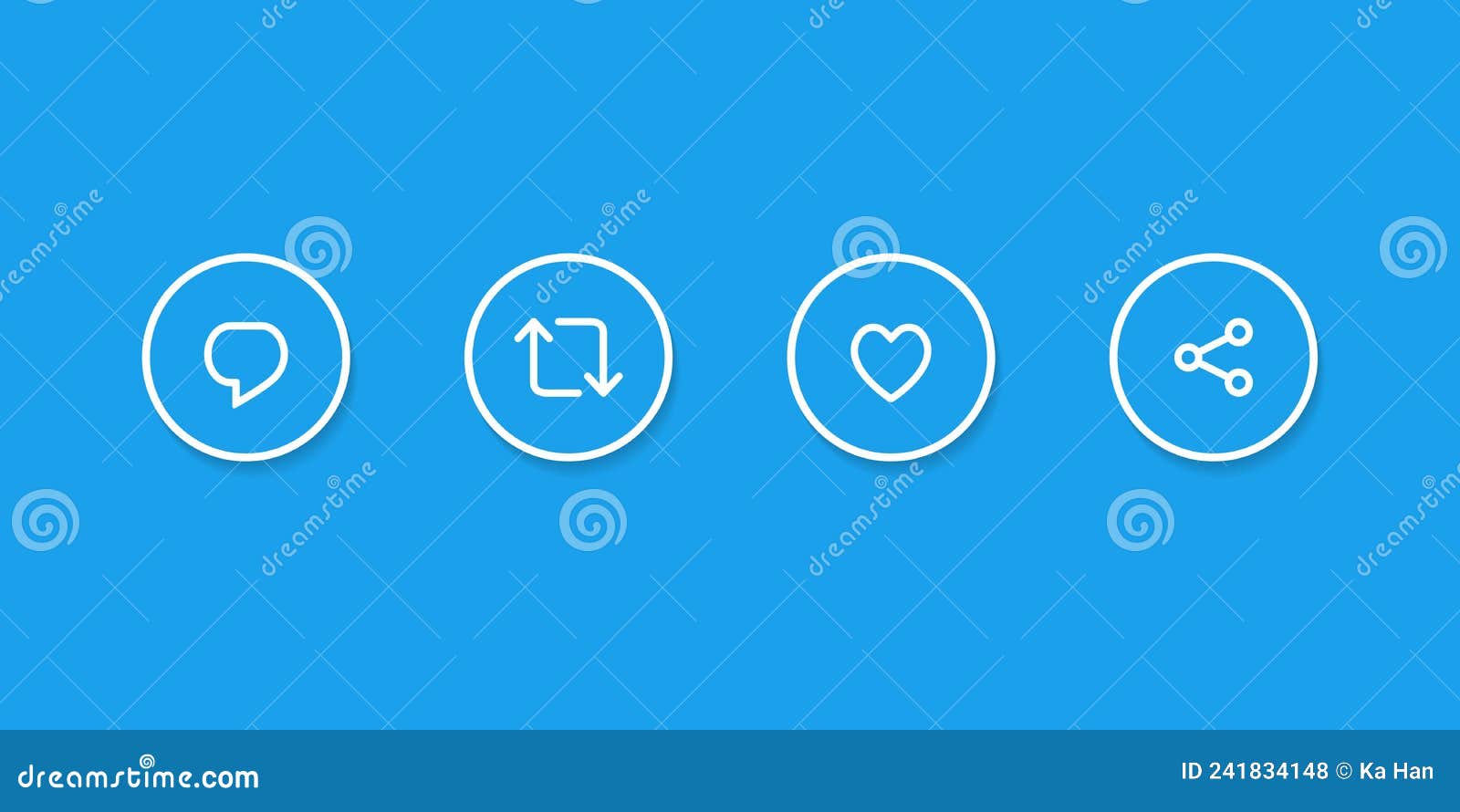 Reply Tweet, Retweet, Like, and Share Icon Vector in Flat Style Stock ...