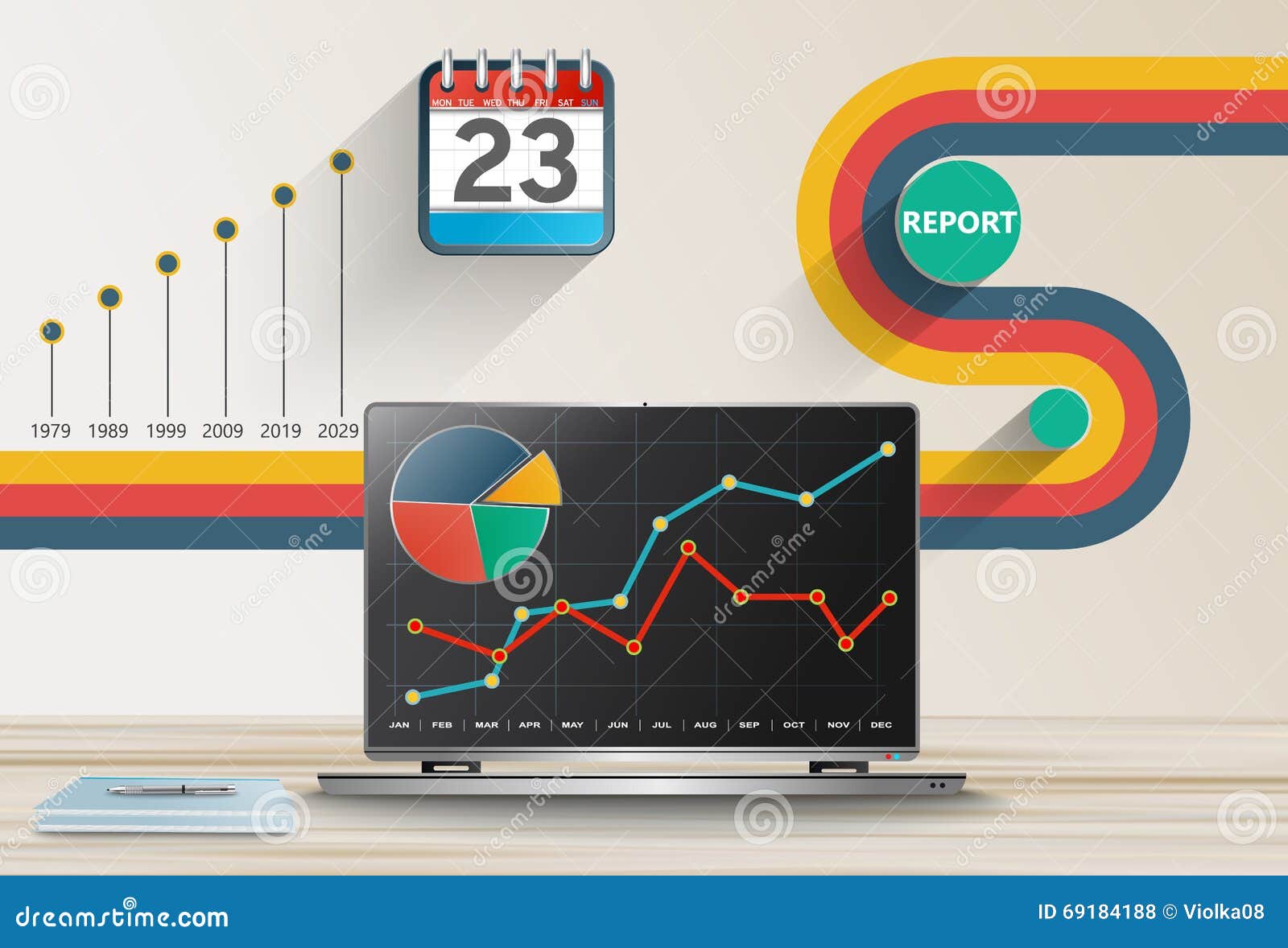 Report Business Statistics Concept Stock Illustration - Illustration of ...