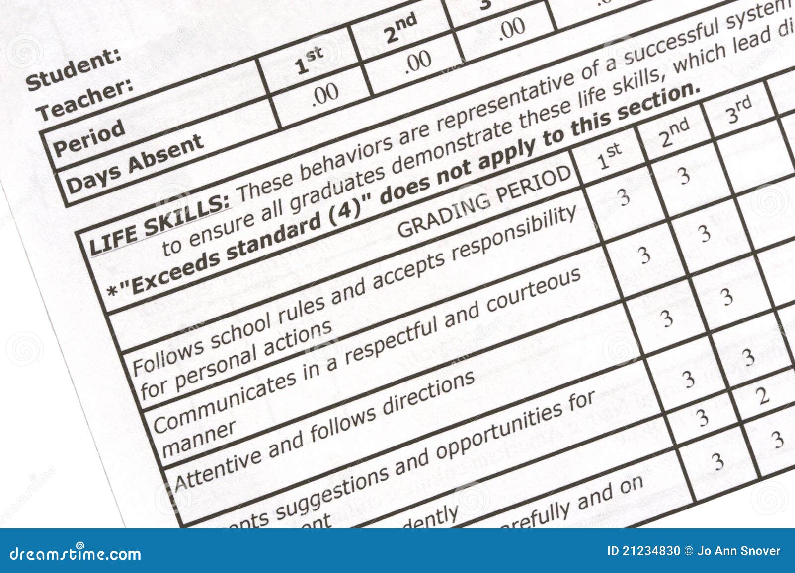 Report card stock photo. Image of grades, performance - 21234830