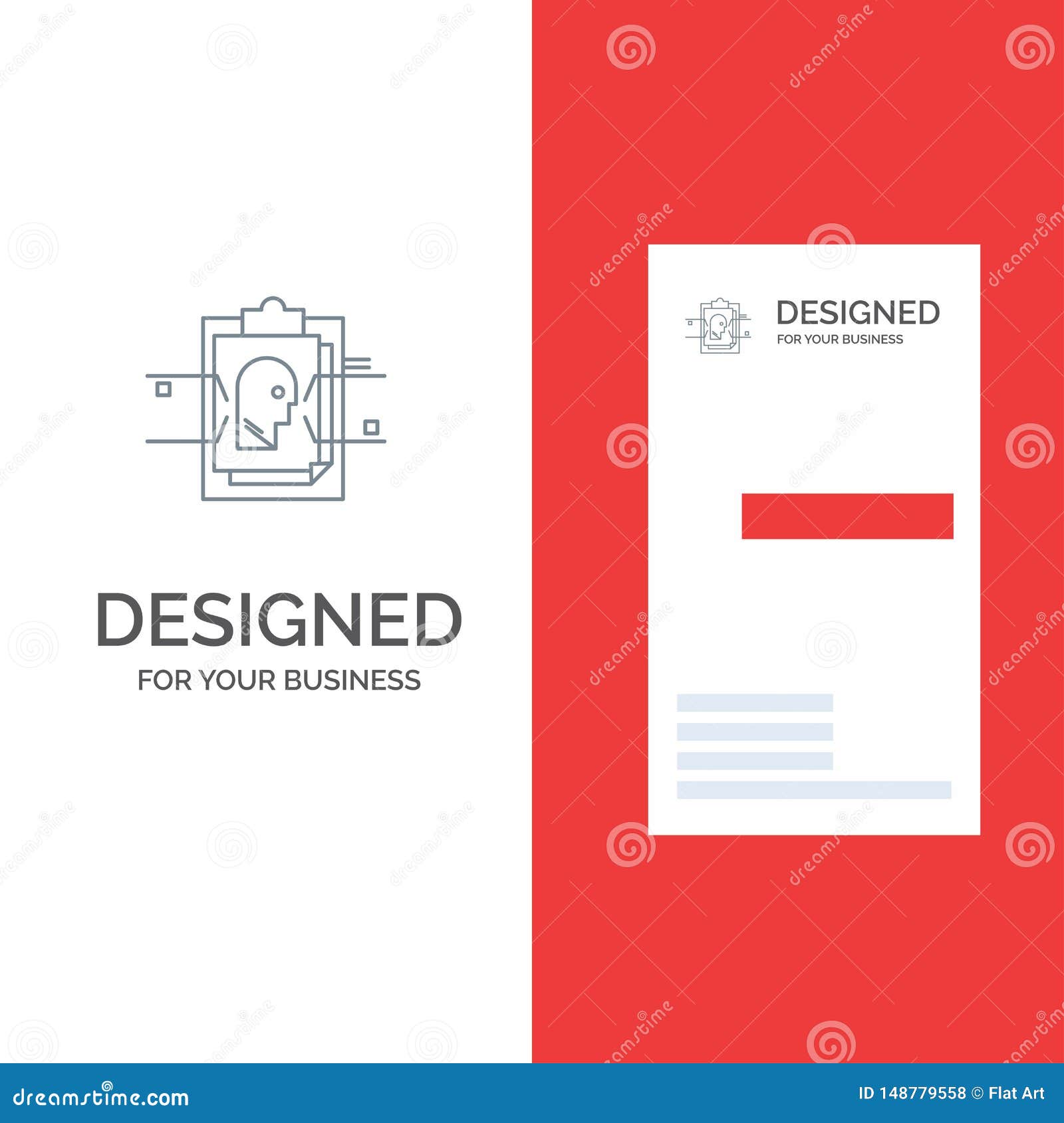 Report, Card, File, User ID, Grey Logo Design and Business Card ...