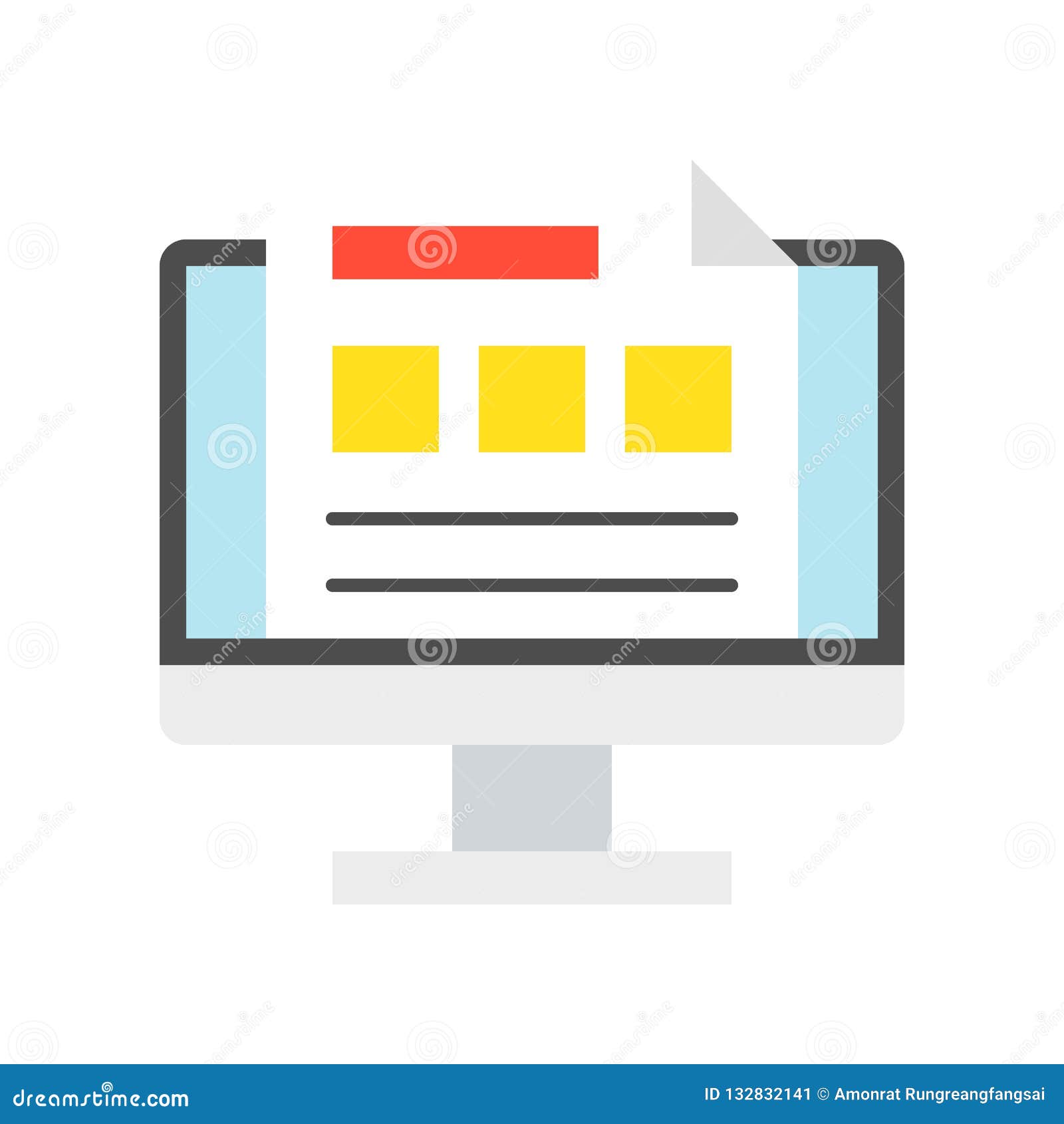 Report or Data on Computer Screen, Online Database Icon Stock Vector ...