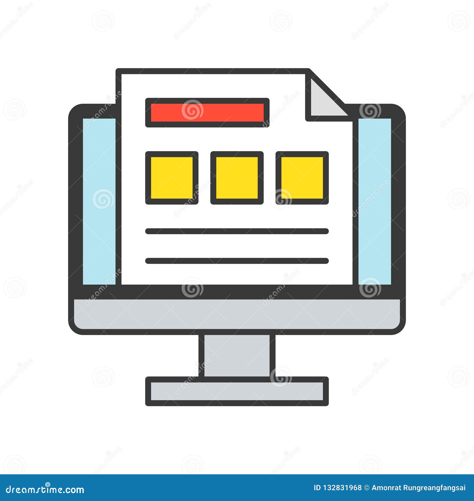 Report or Data on Computer Screen, Online Database Icon, Editable ...