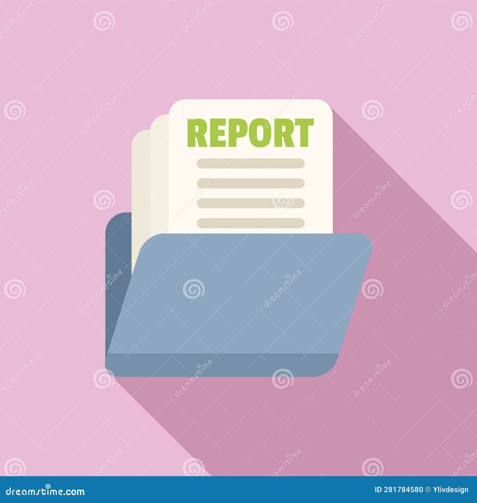 Report Data Folder Icon Flat Vector. Business Document Stock Vector ...