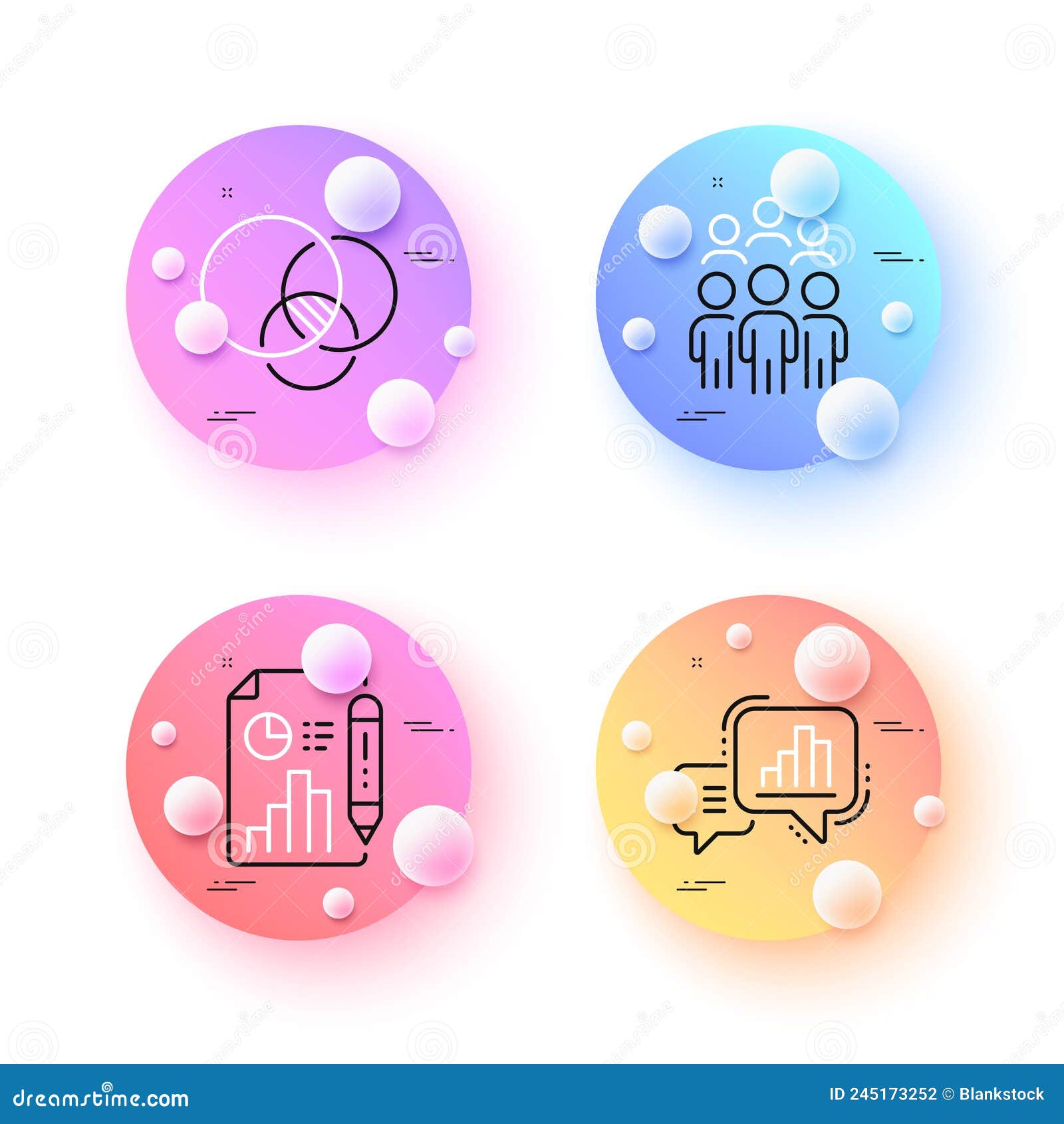 Report Document, Graph Chart and Group People Minimal Line Icons. for ...