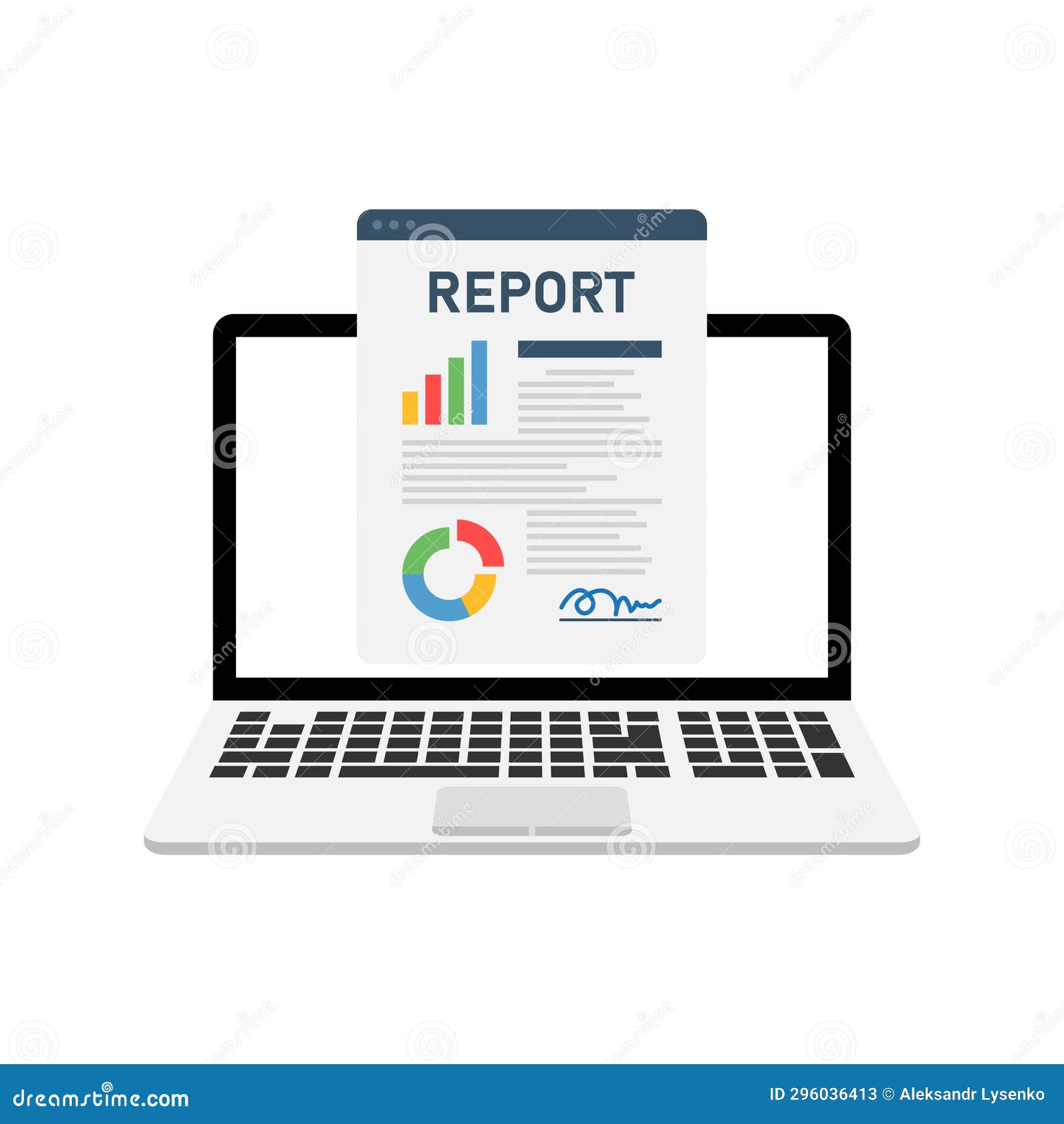Report Document Icon in Flat Style. Dashboard Plan Vector Illustration ...