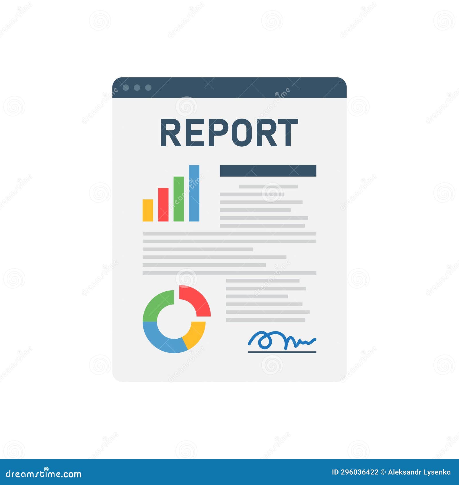 Report Document Icon in Flat Style. Dashboard Plan Vector Illustration ...