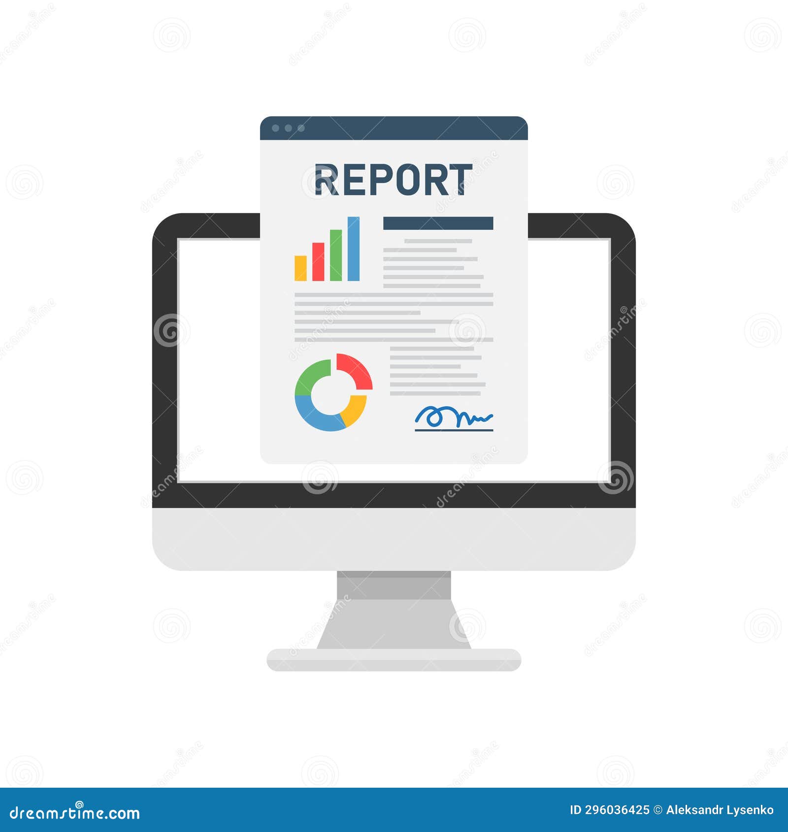 Report Document Icon in Flat Style. Dashboard Plan Vector Illustration ...