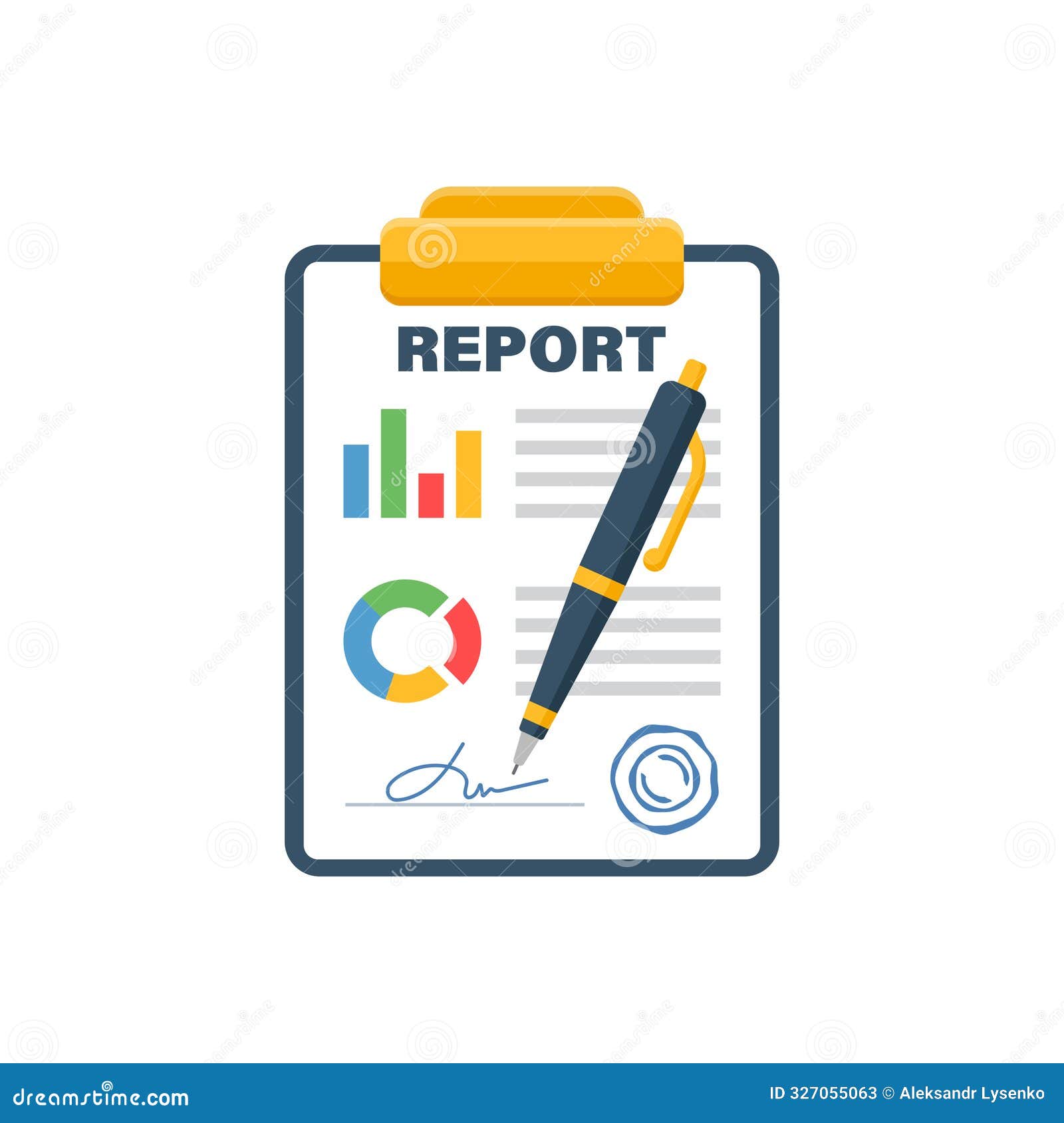 Report Document Icon in Flat Style. Dashboard Plan Vector Illustration ...