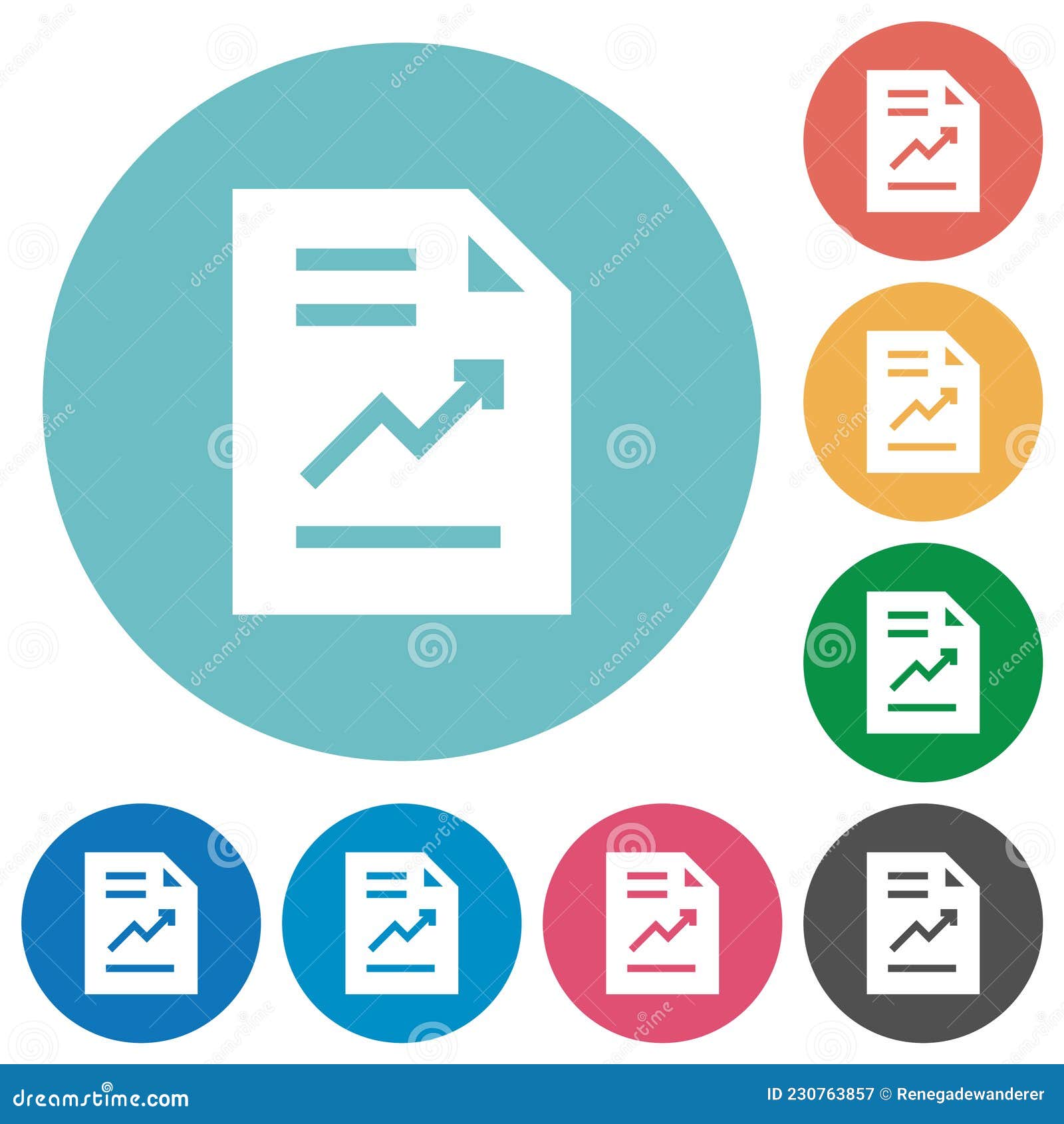 Report with Graph Solid Flat Round Icons Stock Vector - Illustration of ...