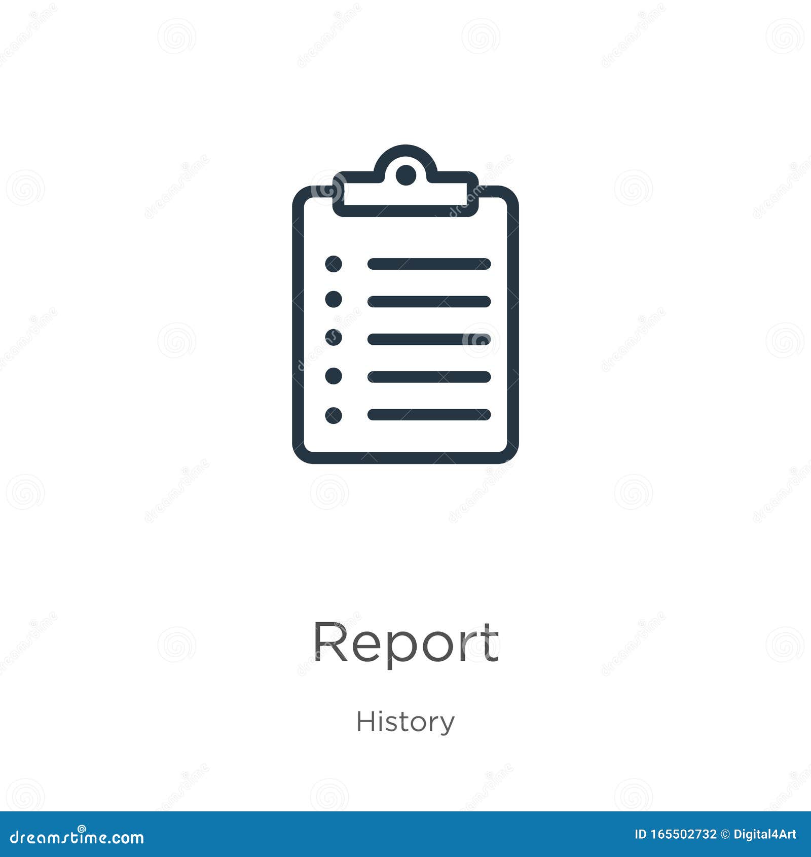 Report Icon. Thin Linear Report Outline Icon Isolated on White ...