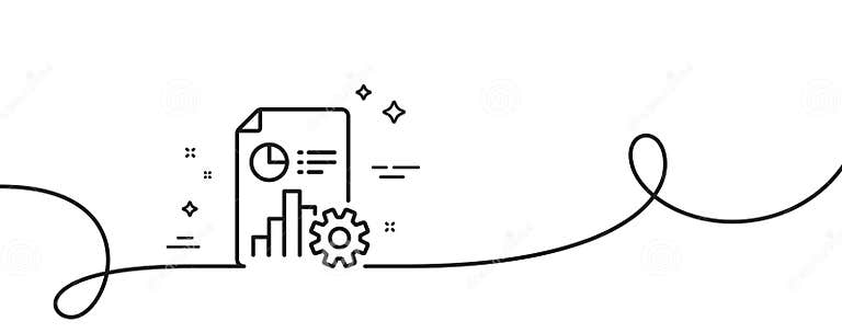 Report Line Icon Column Graph Pie Chart Sign Continuous Line With Curl Vector Stock Vector