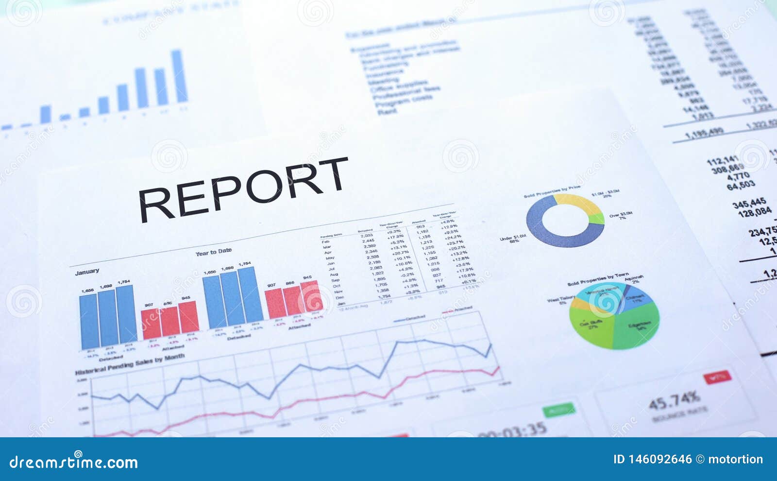 Report Lying on Table, Graphs Charts and Diagrams, Official Document ...