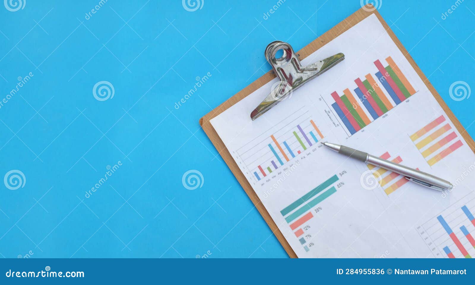 Report Paper Document Business Report Chart Preparing Graphs White Pen ...