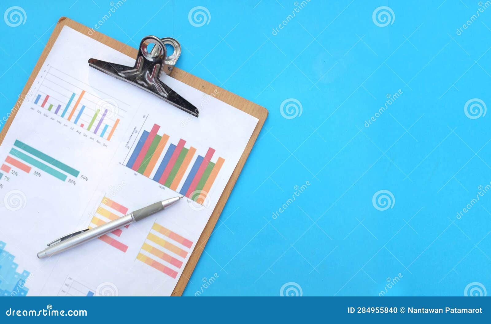 Report Paper Document Business Report Chart Preparing Graphs White Pen ...