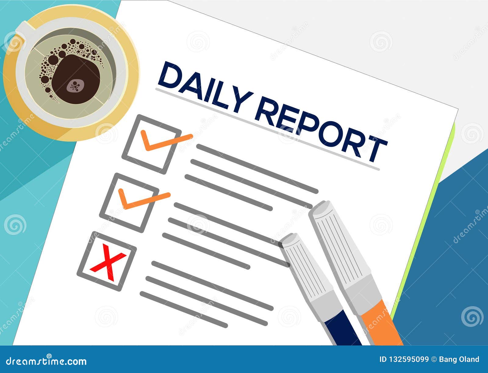 Daily Report or Planning Icon Concept. One Task Failed. Paper Sheets ...