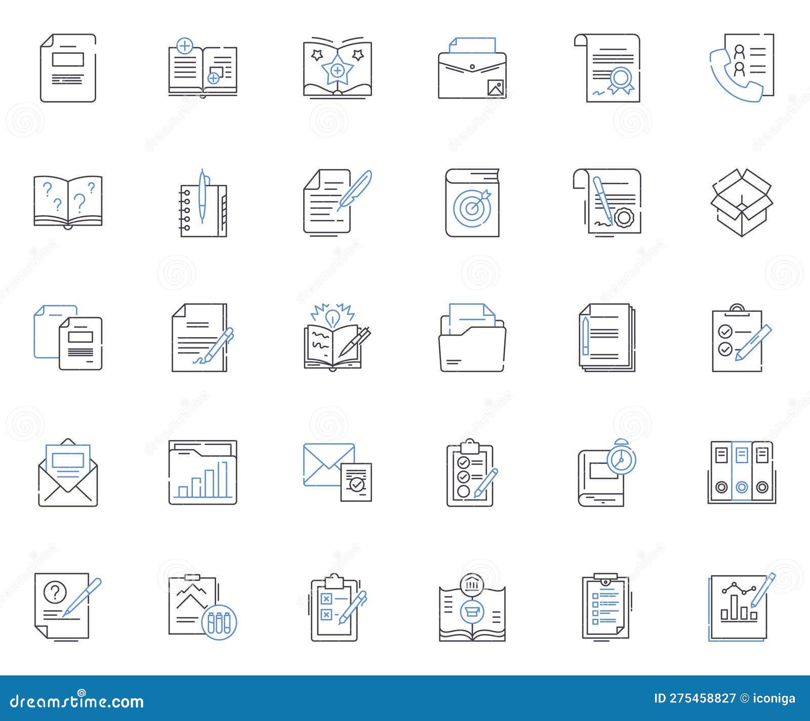 Report Production Line Icons Collection. Data, Analysis, Writing ...