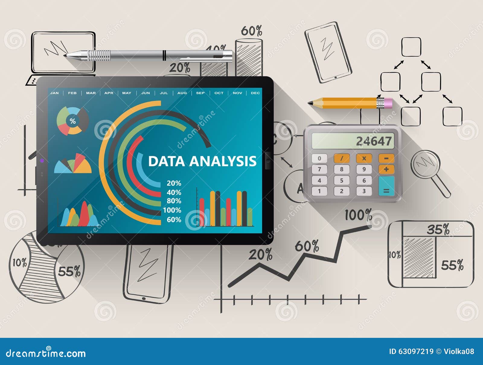 Report statistics concept stock illustration. Illustration of analytics ...