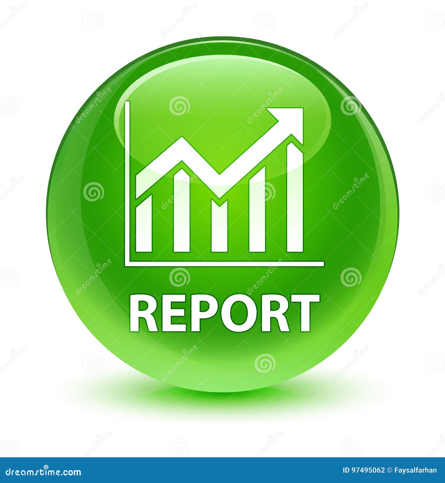 Report (statistics Icon) Glassy Green Round Button Stock Illustration ...