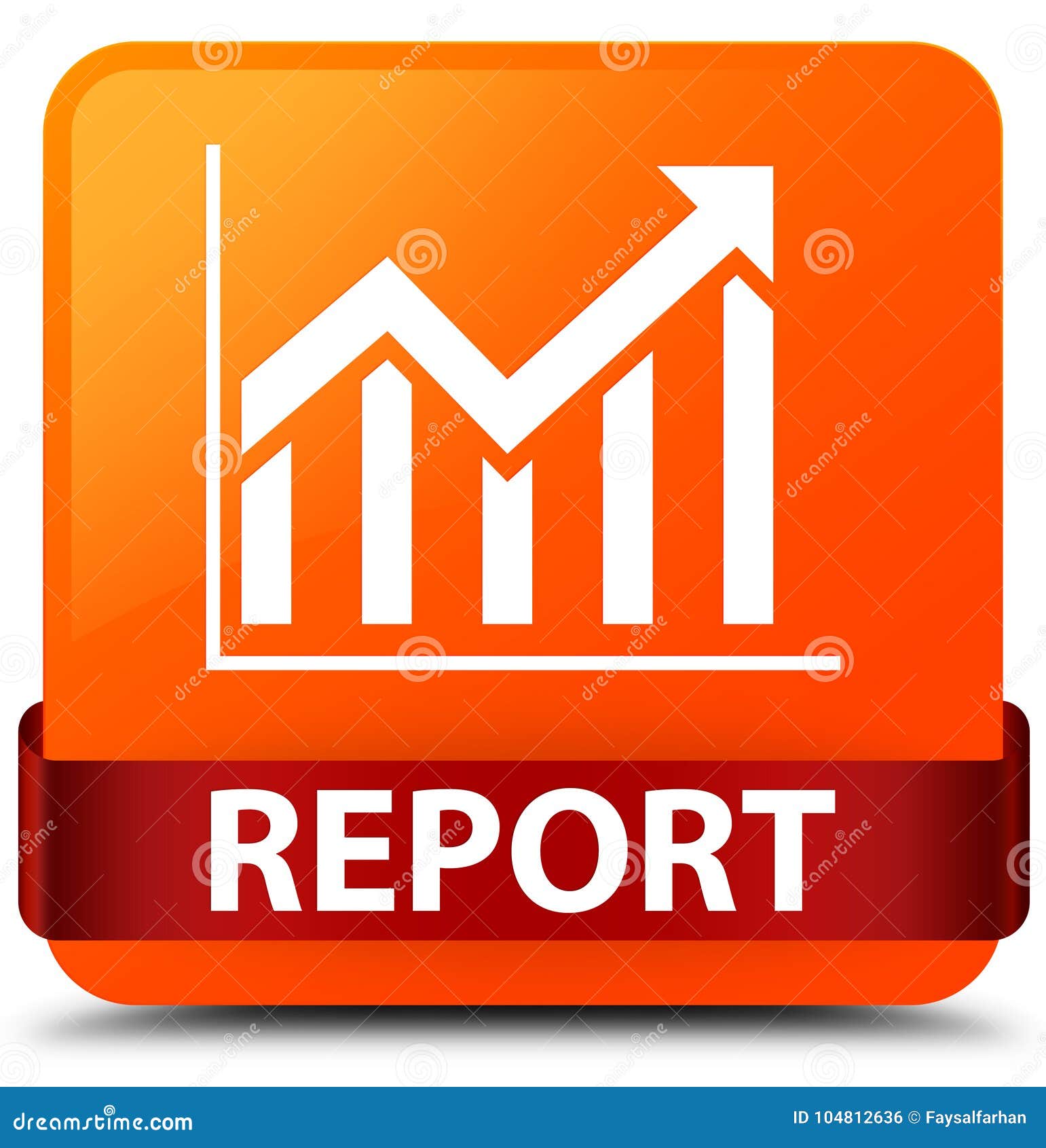 Report (statistics Icon) Orange Square Button Red Ribbon in Middle ...