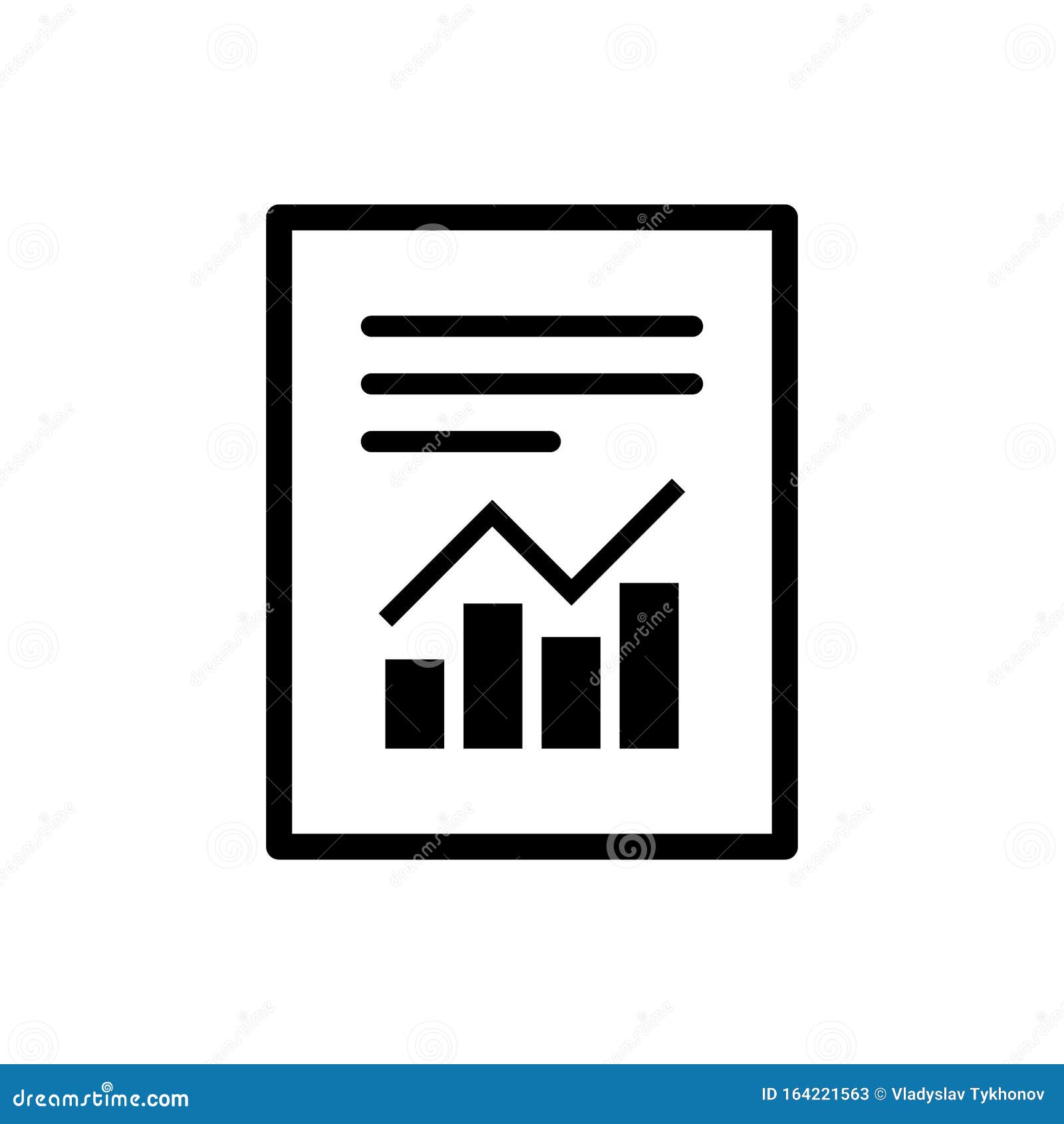 Report Text File Icon in Flat Style. Document with Chart Symbol ...