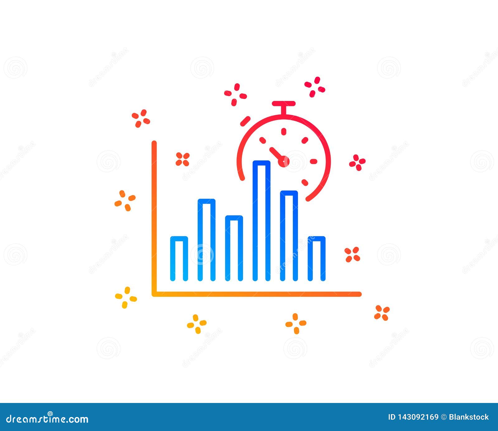 Report Timer Line Icon. Column Graph Sign. Vector Stock Vector ...