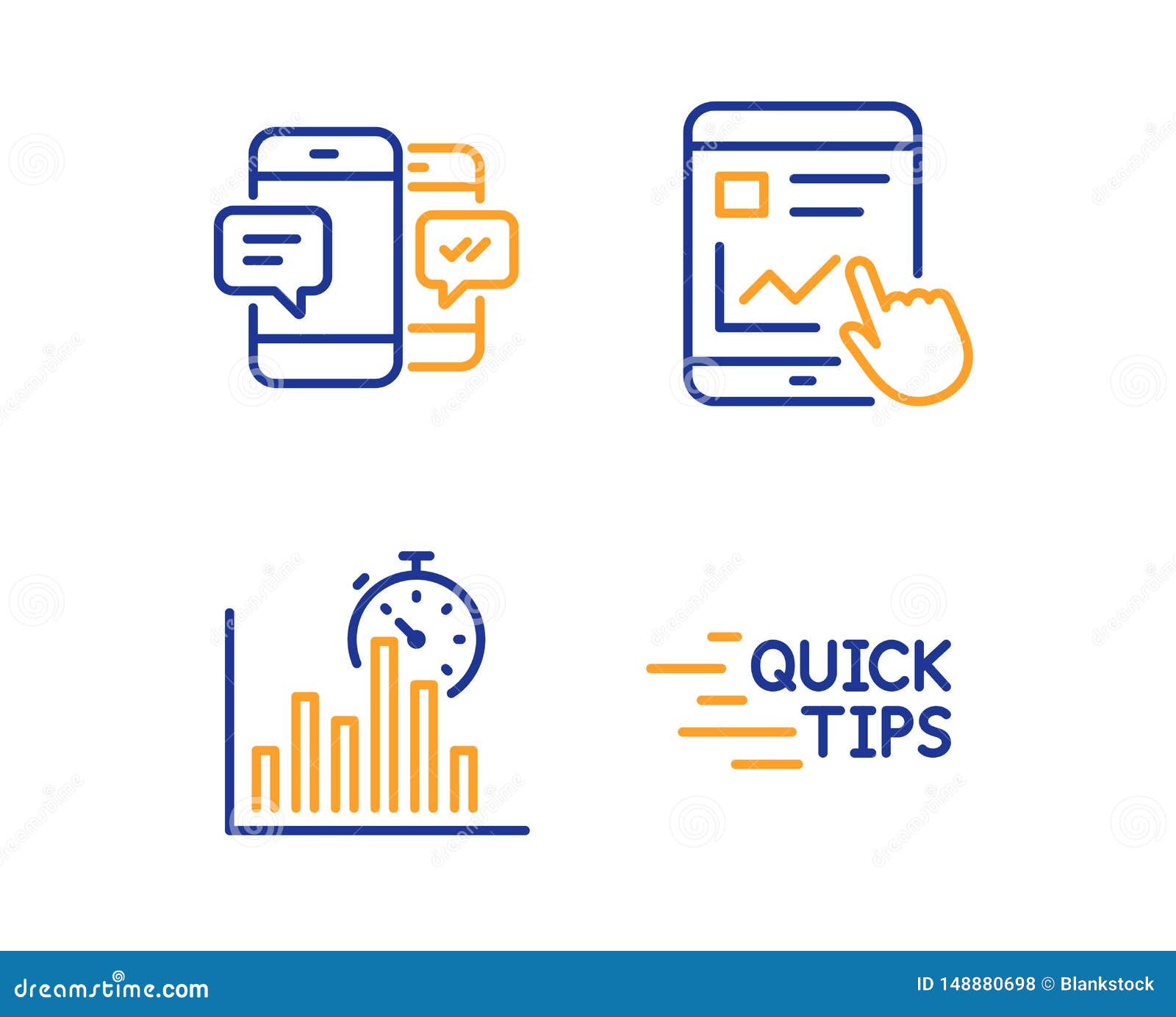 Report Timer, Smartphone Sms and Internet Report Icons Set. Education ...