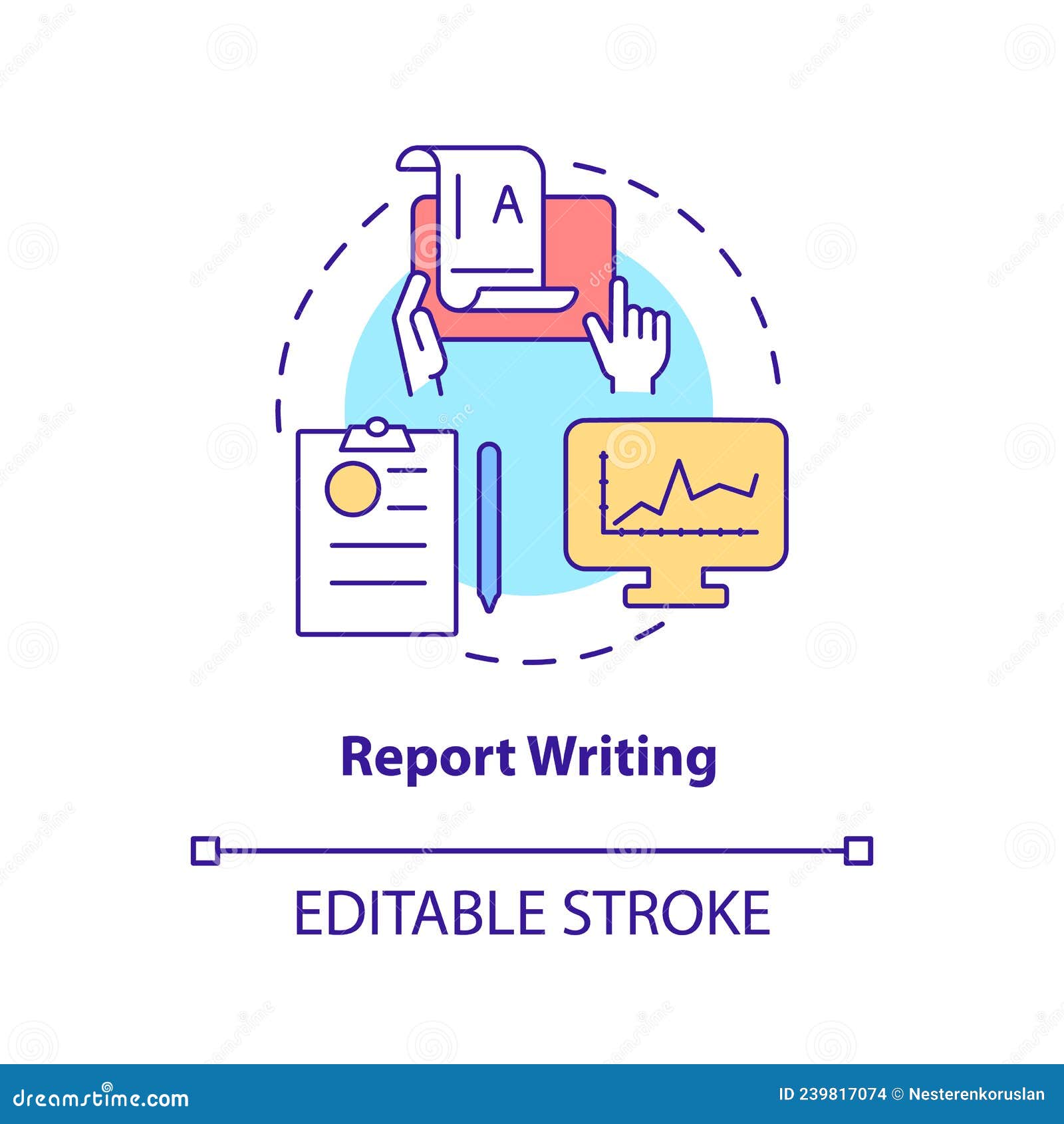 Report Writing Concept Icon Stock Vector - Illustration of idea ...