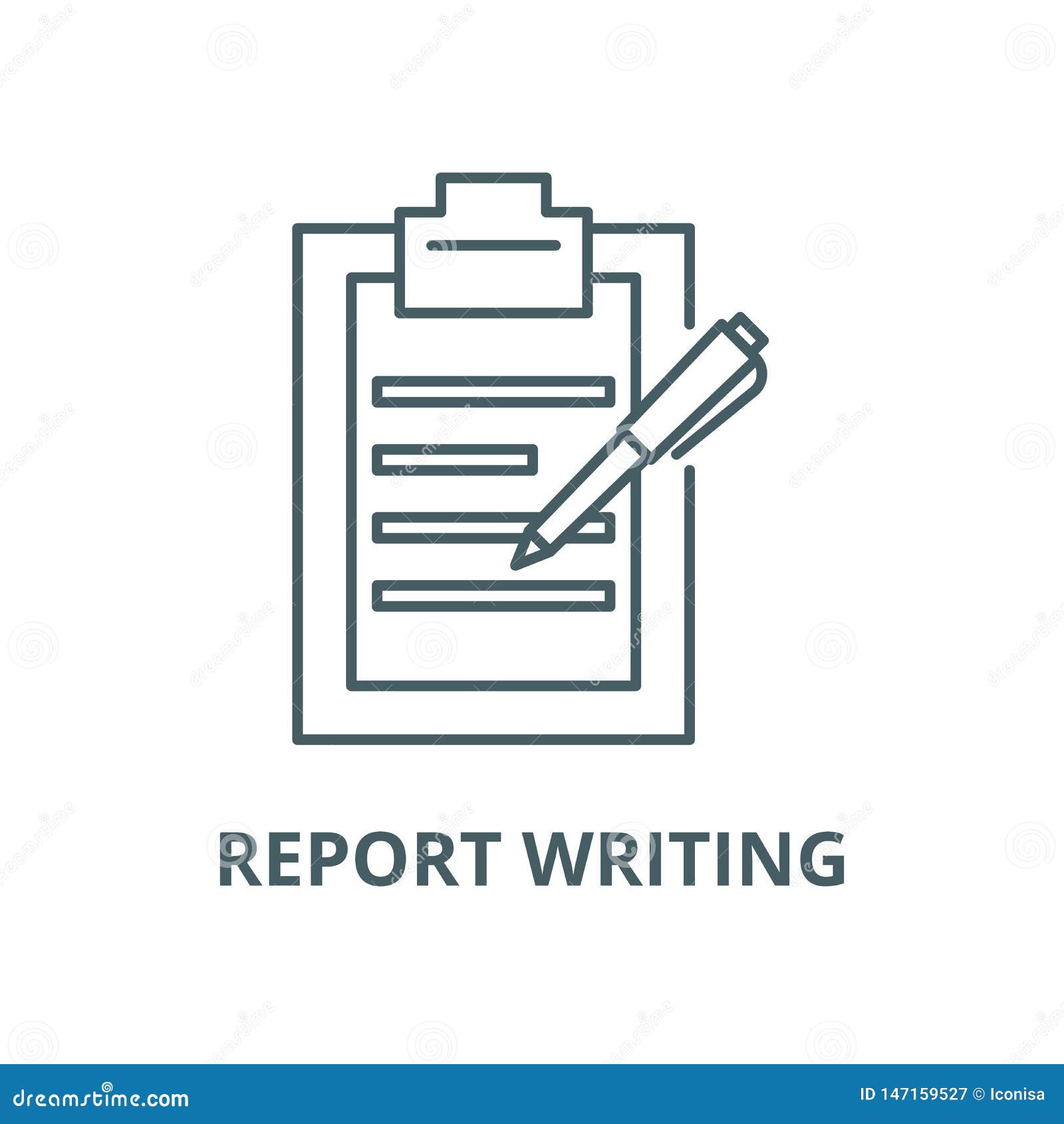 Report Writing Vector Line Icon, Linear Concept, Outline Sign, Symbol ...