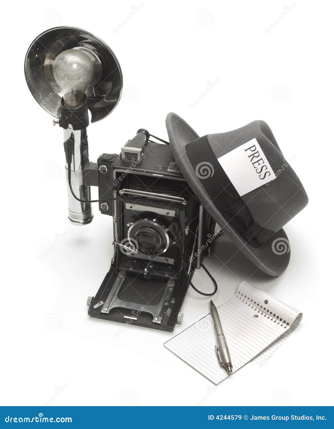 Reporter stock image. Image of vintage, notepad, camera - 4244579