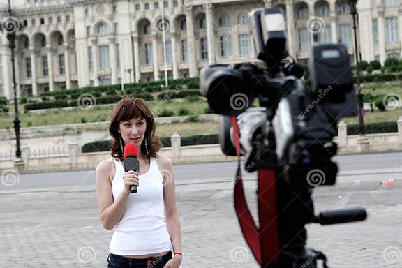 Reporter stock photo. Image of look, hair, autumn, journalism - 5890622
