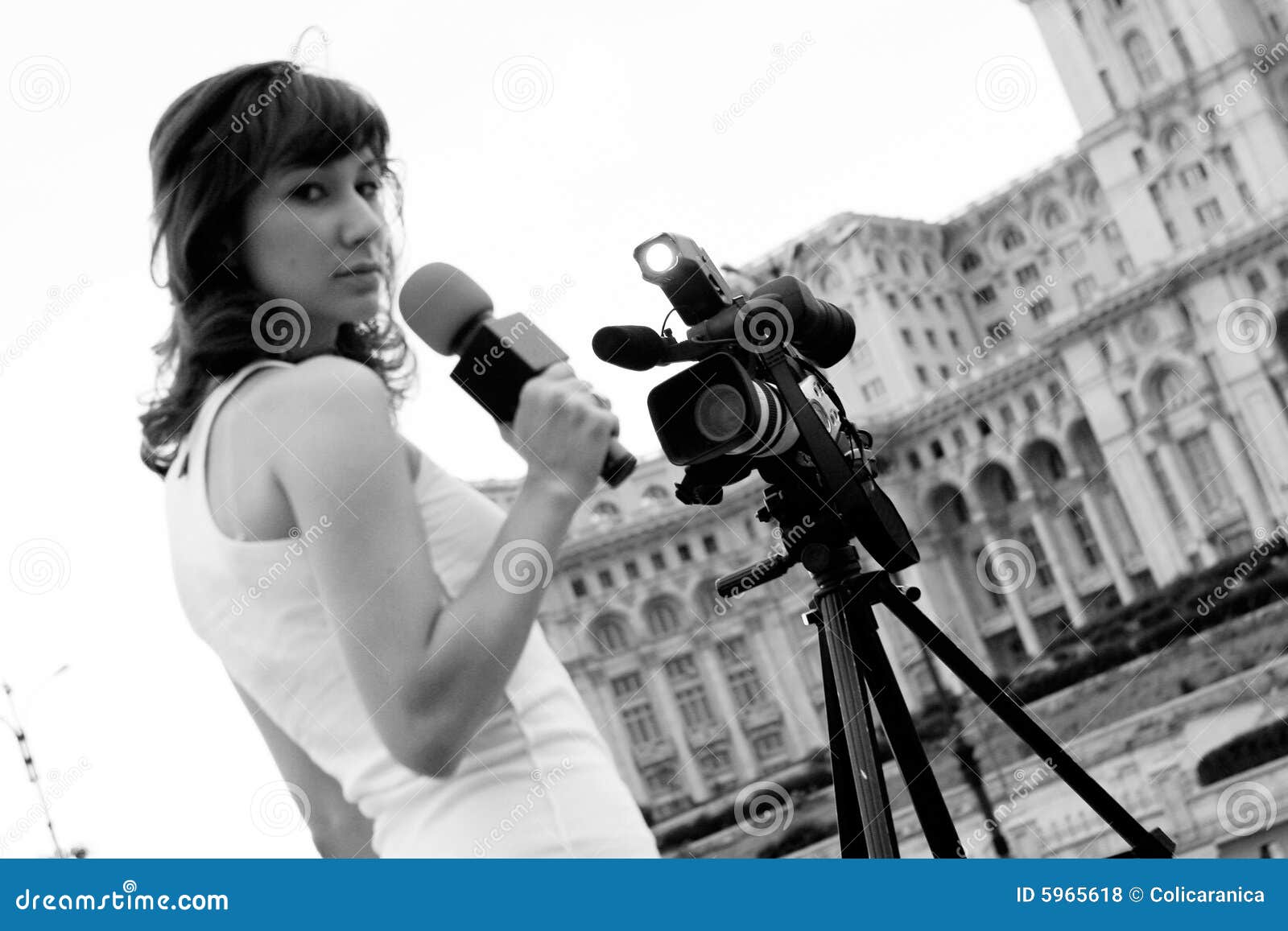 Reporter stock photo. Image of model, autumn, brunette - 5965618