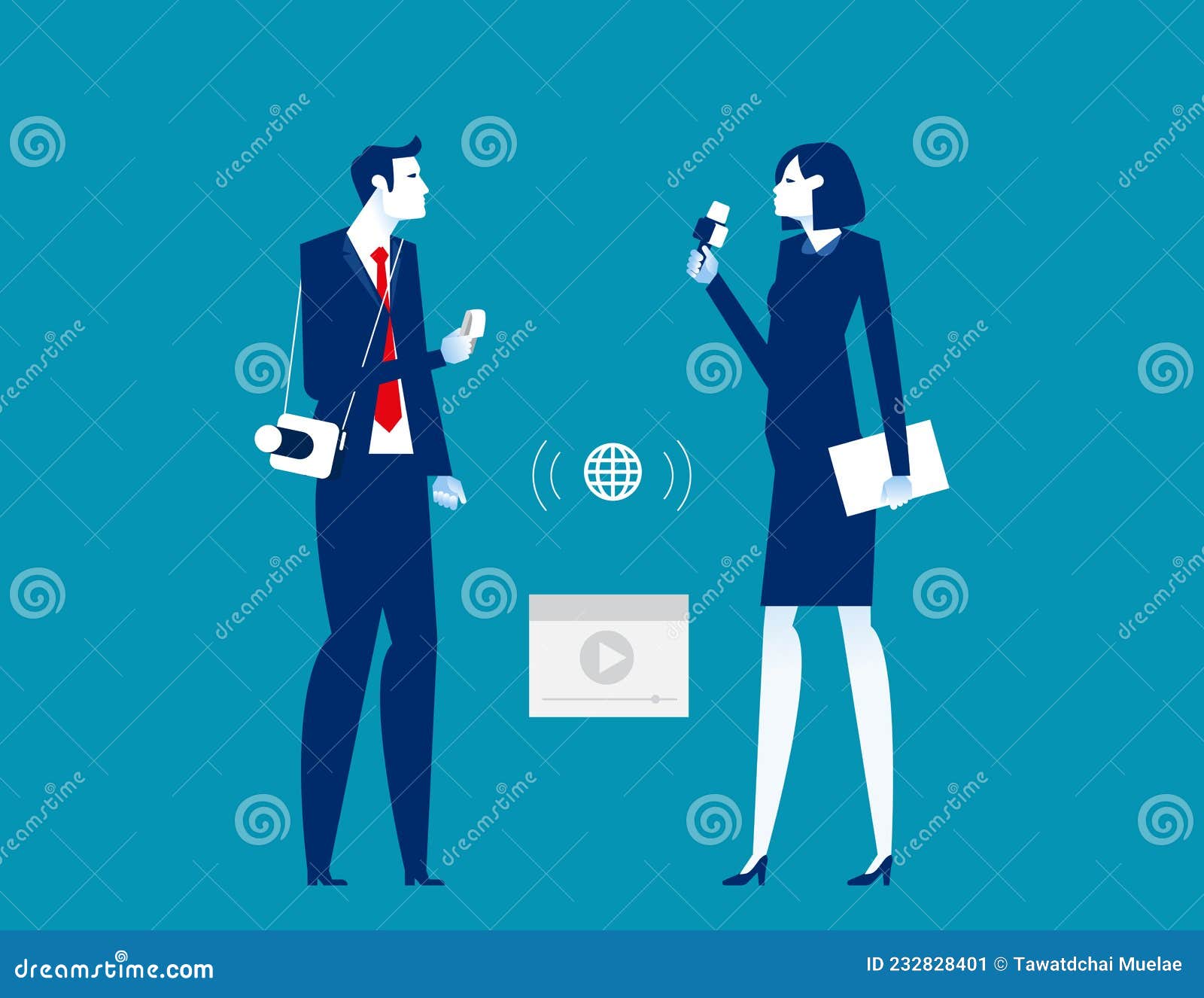 Reporter Character Style Design. Flat Cartoon Vector Illustration Stock ...