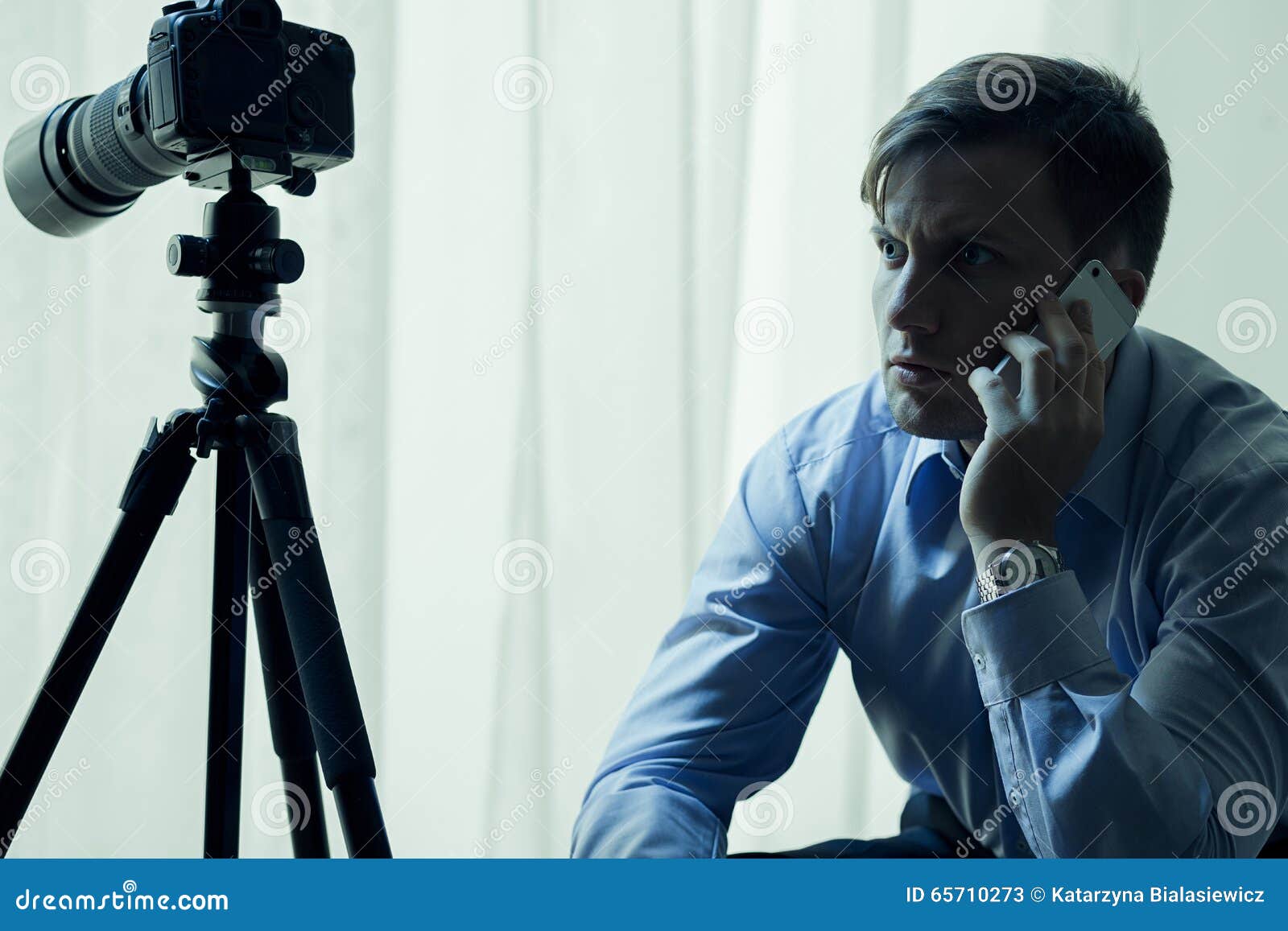 Reporter or Detective at Work Stock Image - Image of peek, calling ...