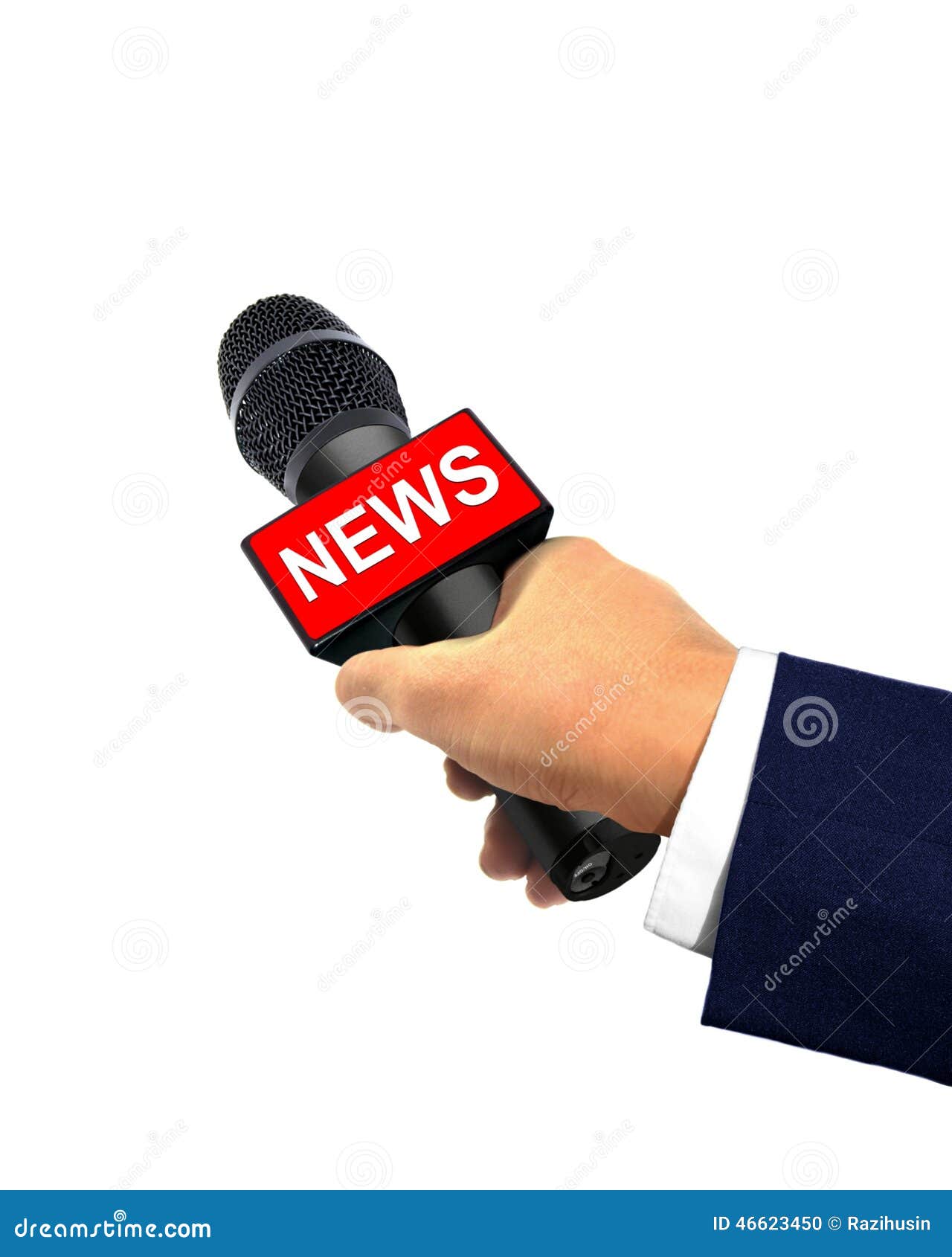 Reporter Hand Holding Microphone Stock Photo - Image of background ...