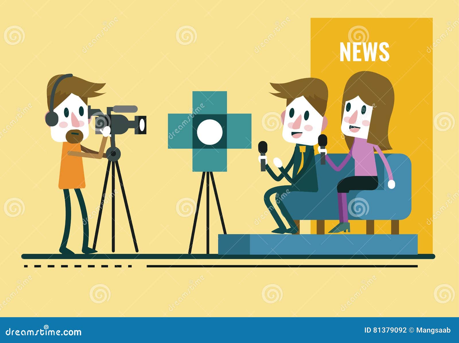 Reporter Interview, with Journalist and Interviewer in Studio. Stock ...