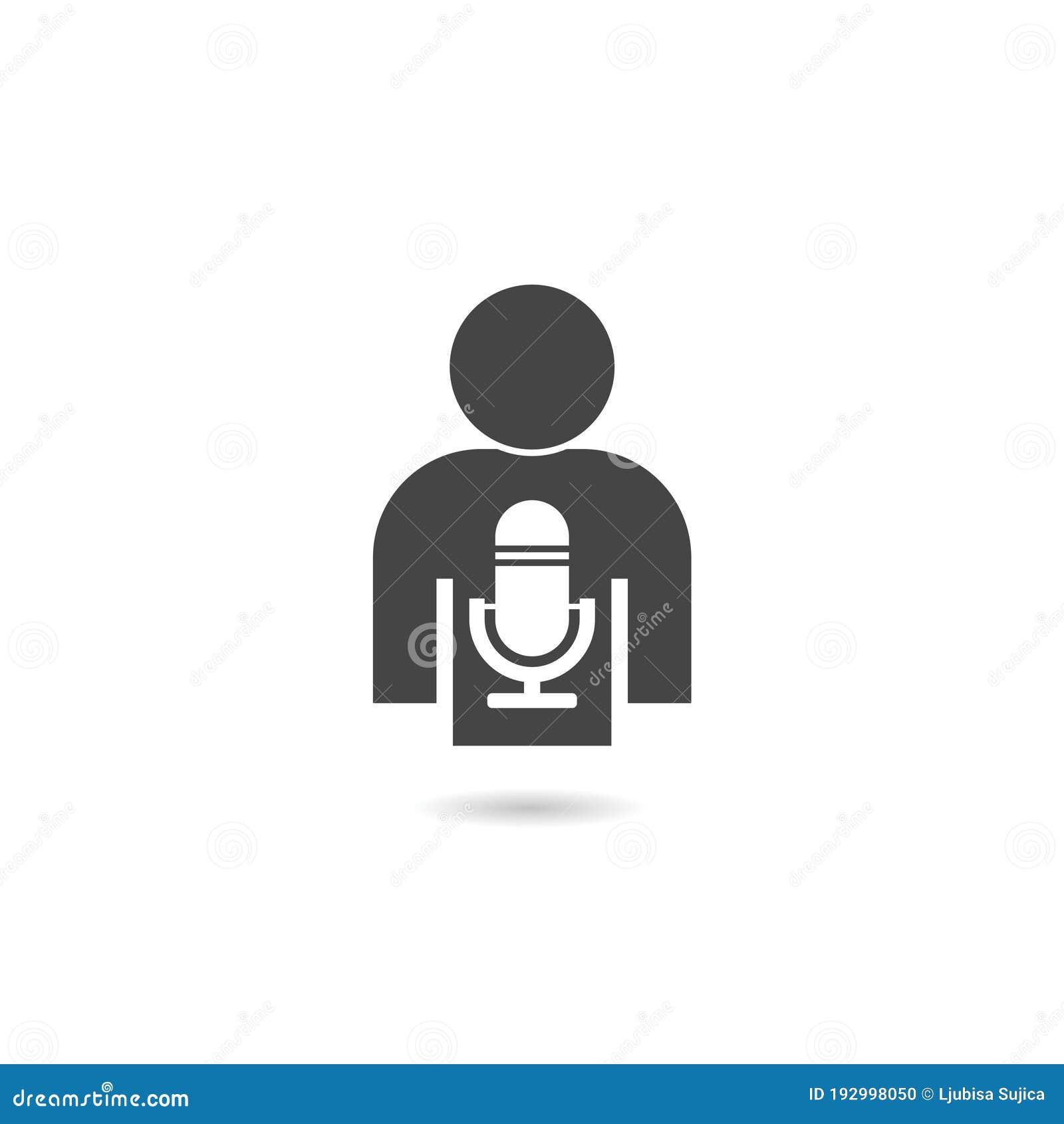 Reporter Man Icon with Shadow Stock Vector - Illustration of hand ...