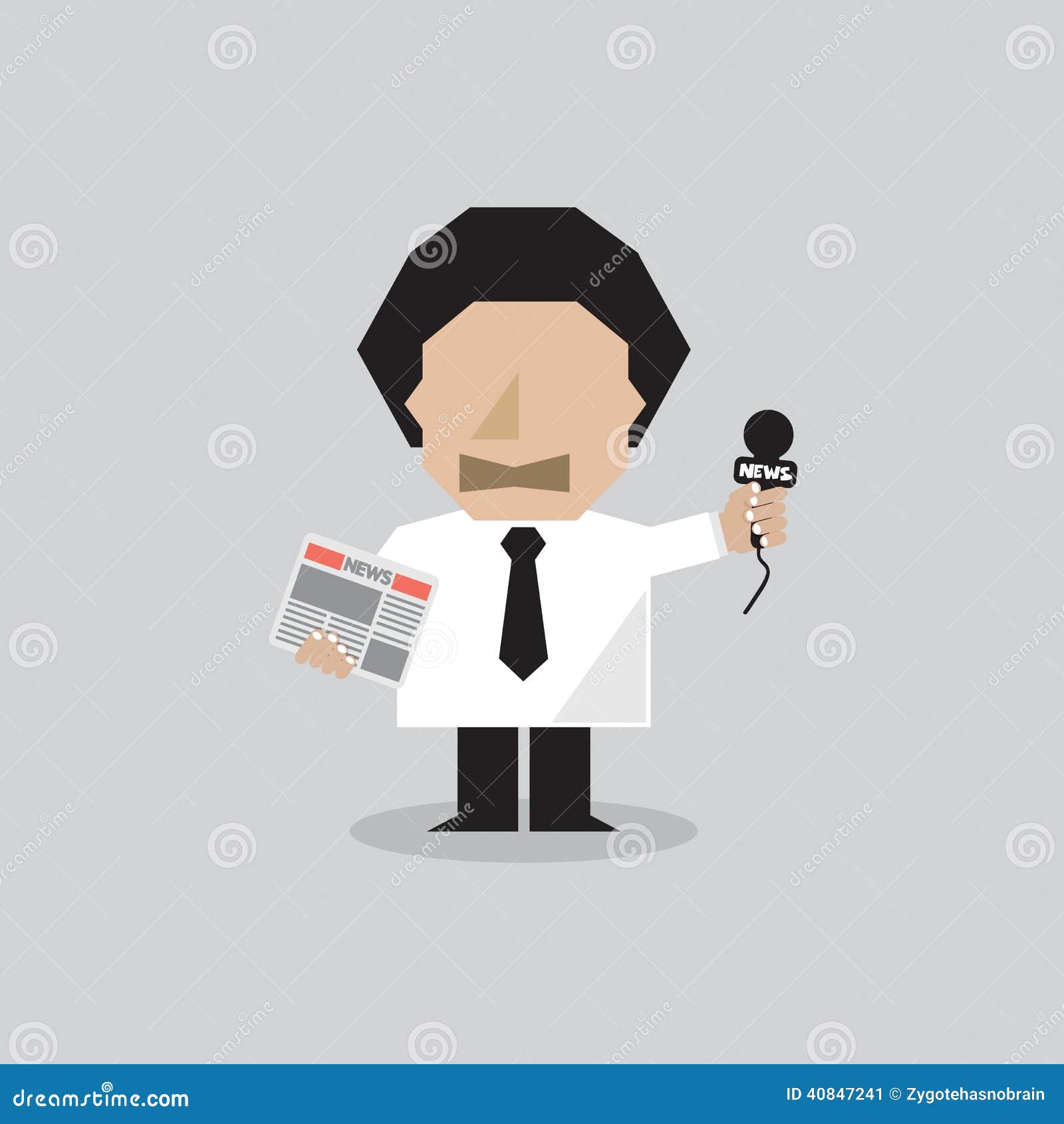 Reporter Man Vector Illustration Stock Vector - Illustration of reading ...