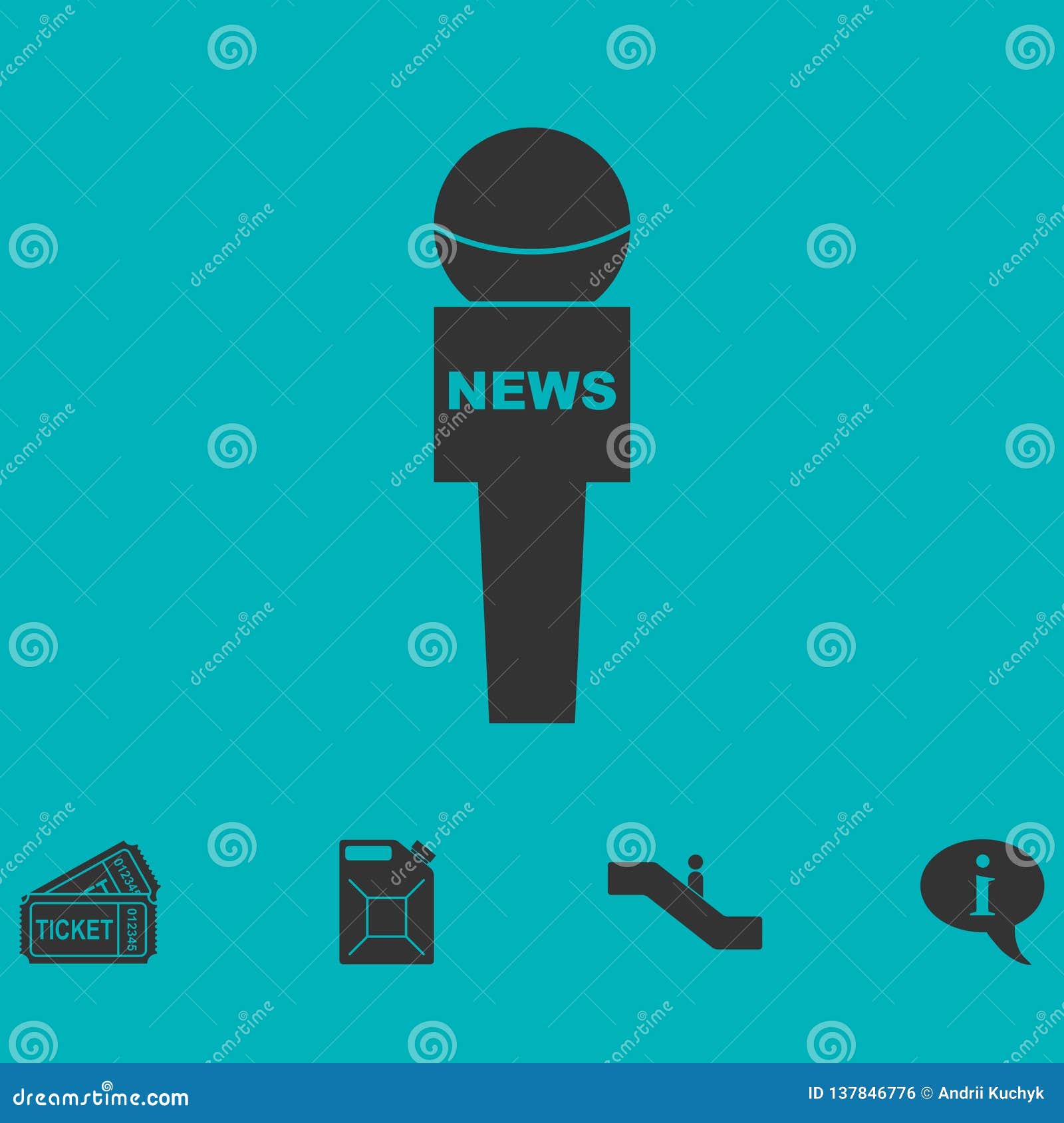 Reporter Microphone Icon Flat Stock Vector - Illustration of radio ...